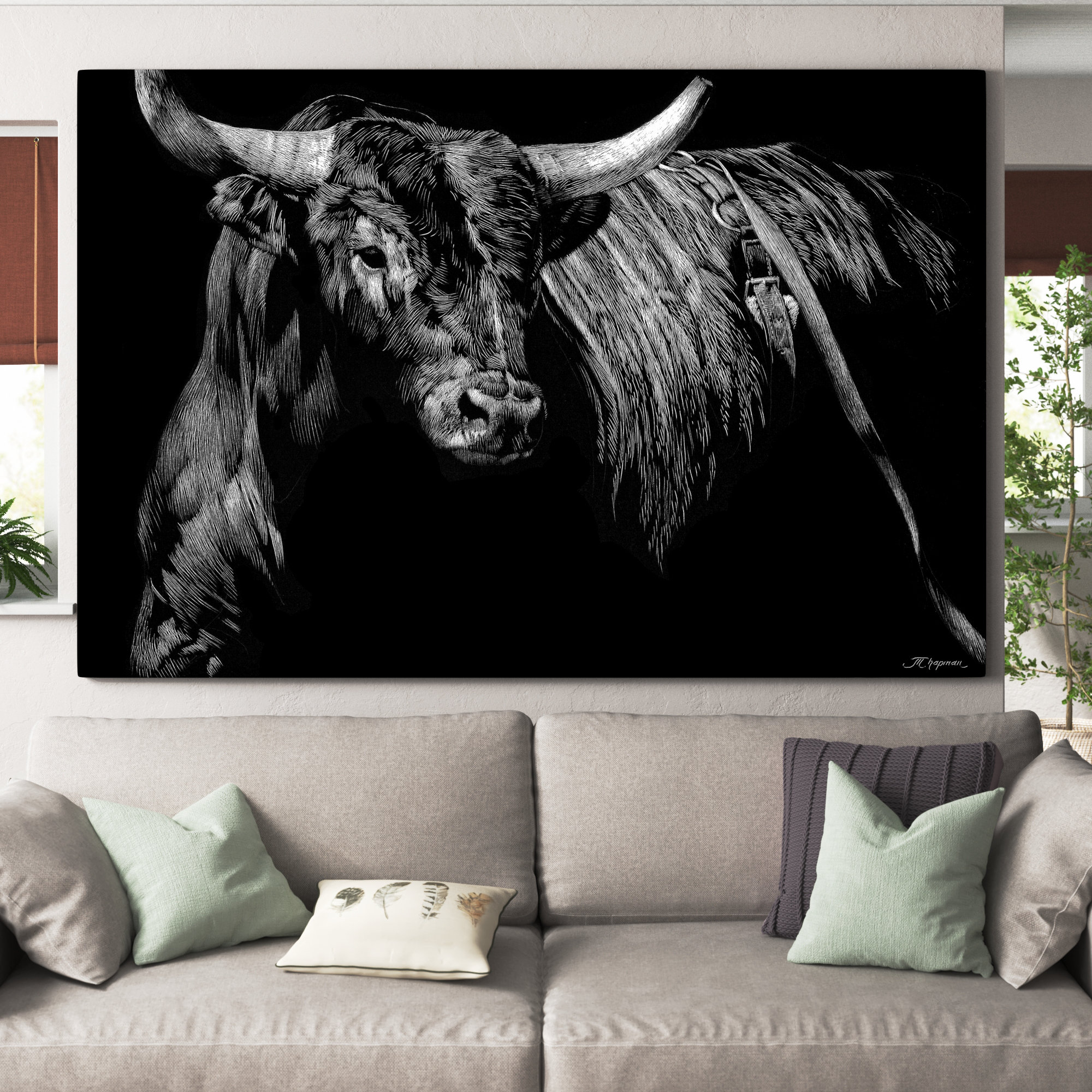 Fernleaf 'Brindle Rodeo Bull' by Julie Chapman - Painting Print ...