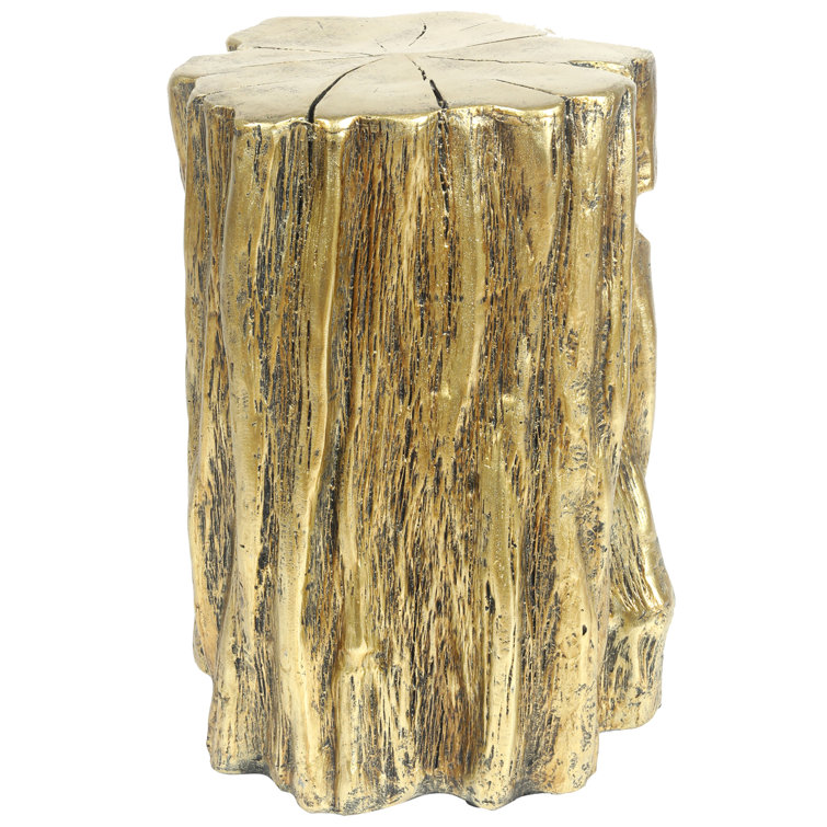 DOWLVN Tree Stump Trunk Side End Table, Faux Wood Patio Table, Garden ...