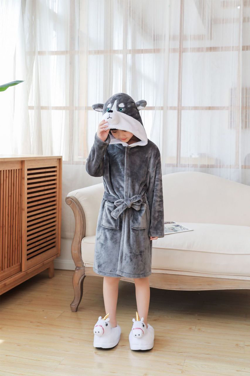 Party Hoot Fleece Gender Neutral Mid-Calf Bathrobe with Pockets and ...