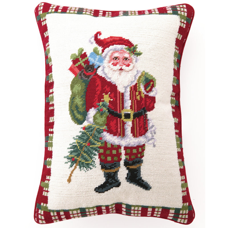 Peking Handicraft Needlepoint Christmas at North Pole Santa Wool Pillow ...