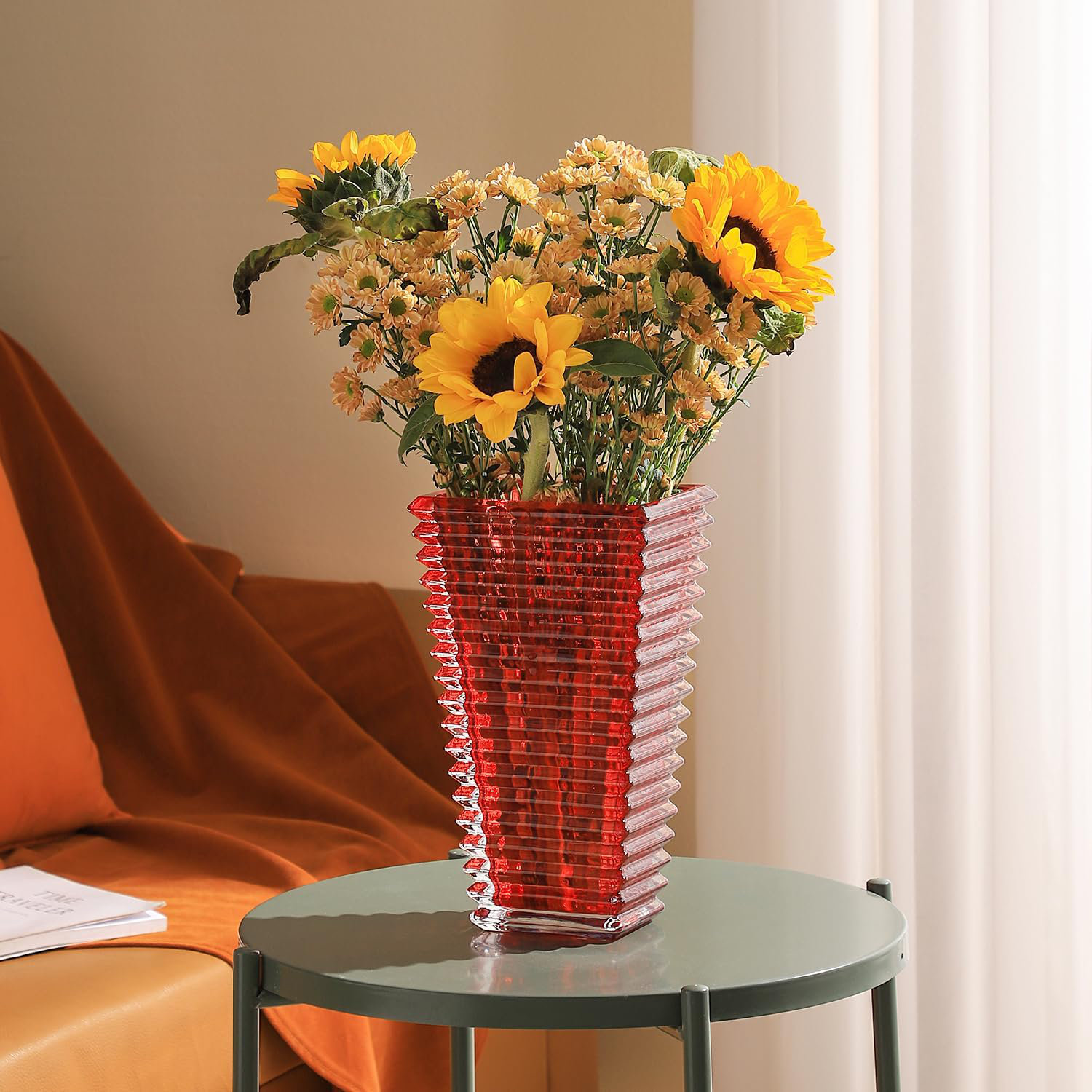 Bay Isle Home™ Crystal Vase, Red Glass Vase, Heavy Duty Glass Vase ...