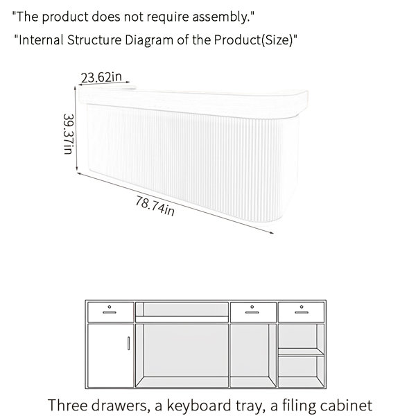 OX Art Reception Desk 78.74-Inch Front Desk, Writing Desk & Computer ...