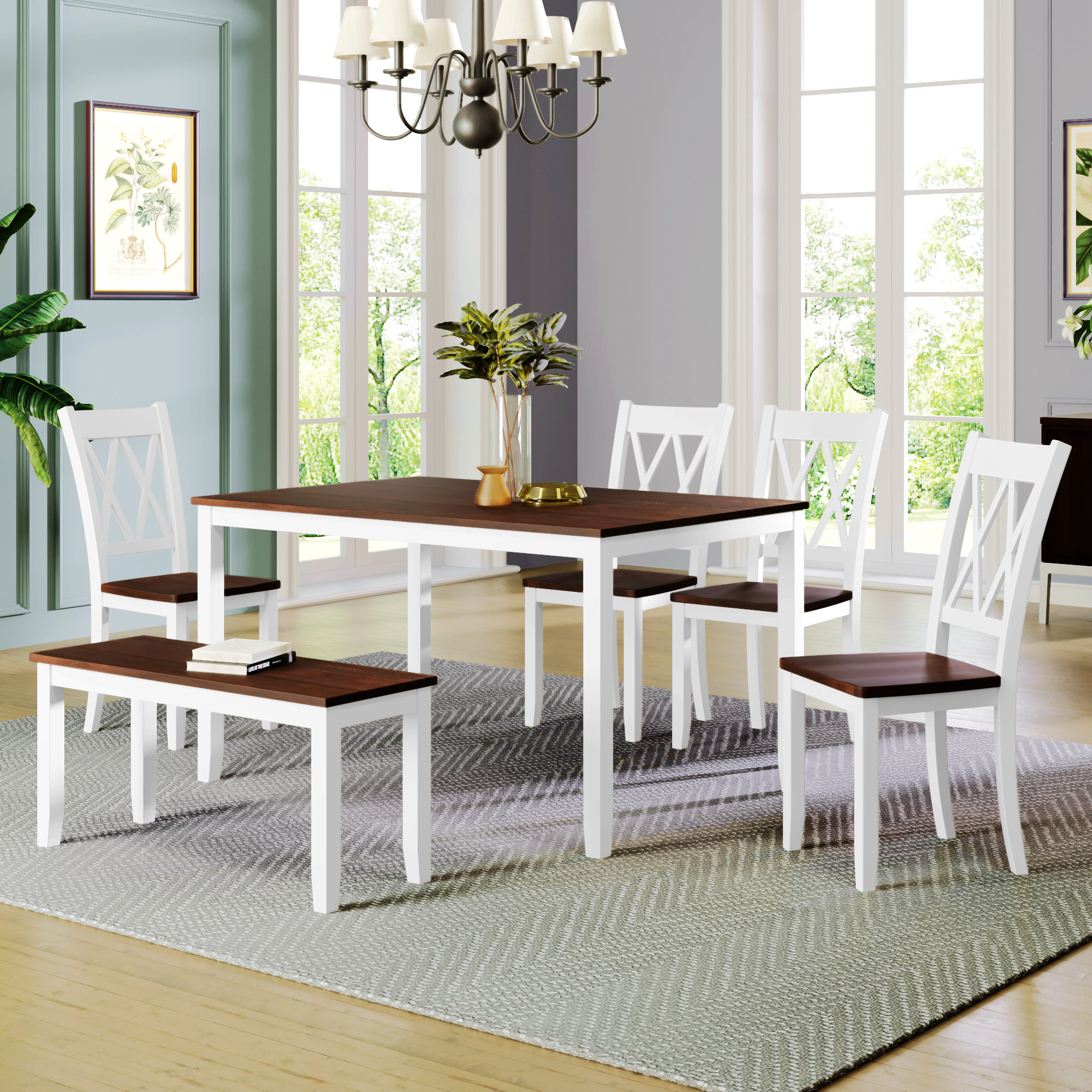 August Grove Brandal Rectangular 54'' L x 36'' W Dining Set | Wayfair