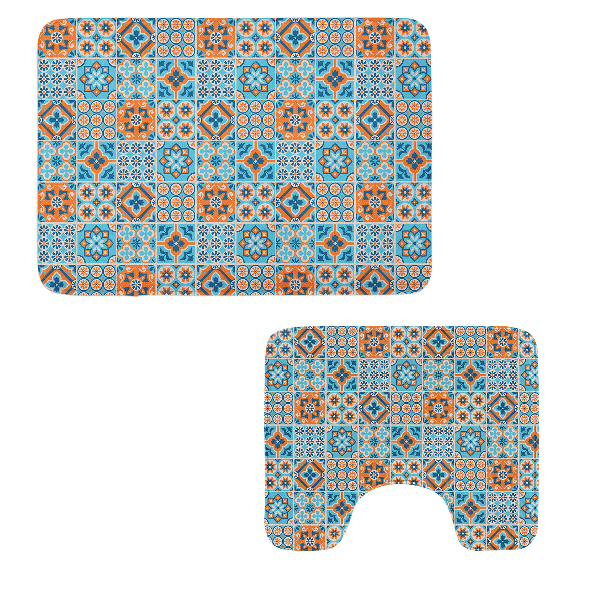 East Urban Home Moroccan Bathroom Rug Set 2 Pieces Rectangle & Contour ...