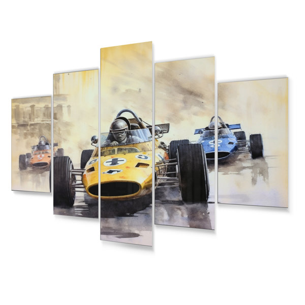 Design Art Vintage Formula Speedway Rush - Racing Metal Wall Decor Set ...