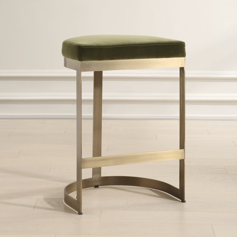 Everly Quinn Hilger Brass Moss Counter Stool | Wayfair