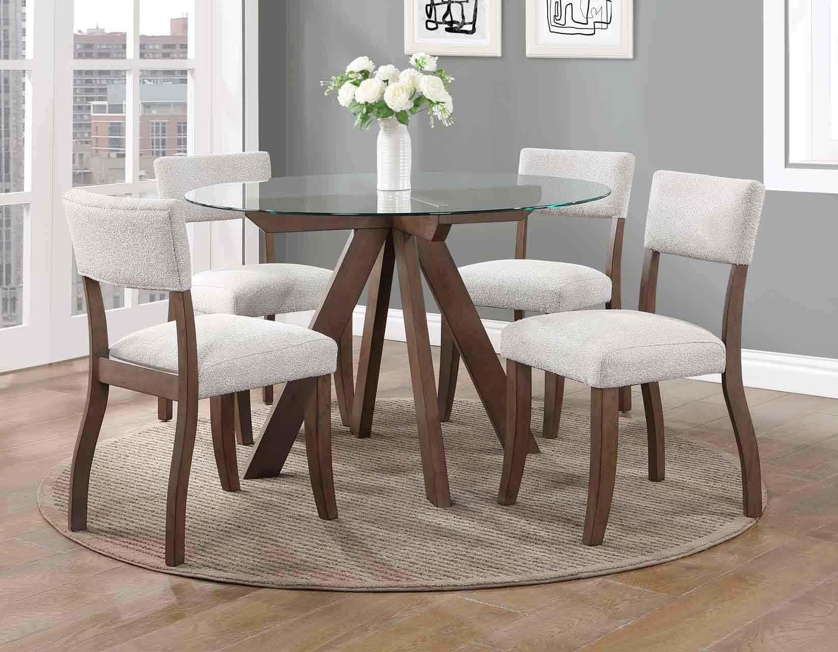 Red Barrel Studio® Wade 48-inch Glass Top 5-Piece Dining Set(Table & 4 ...