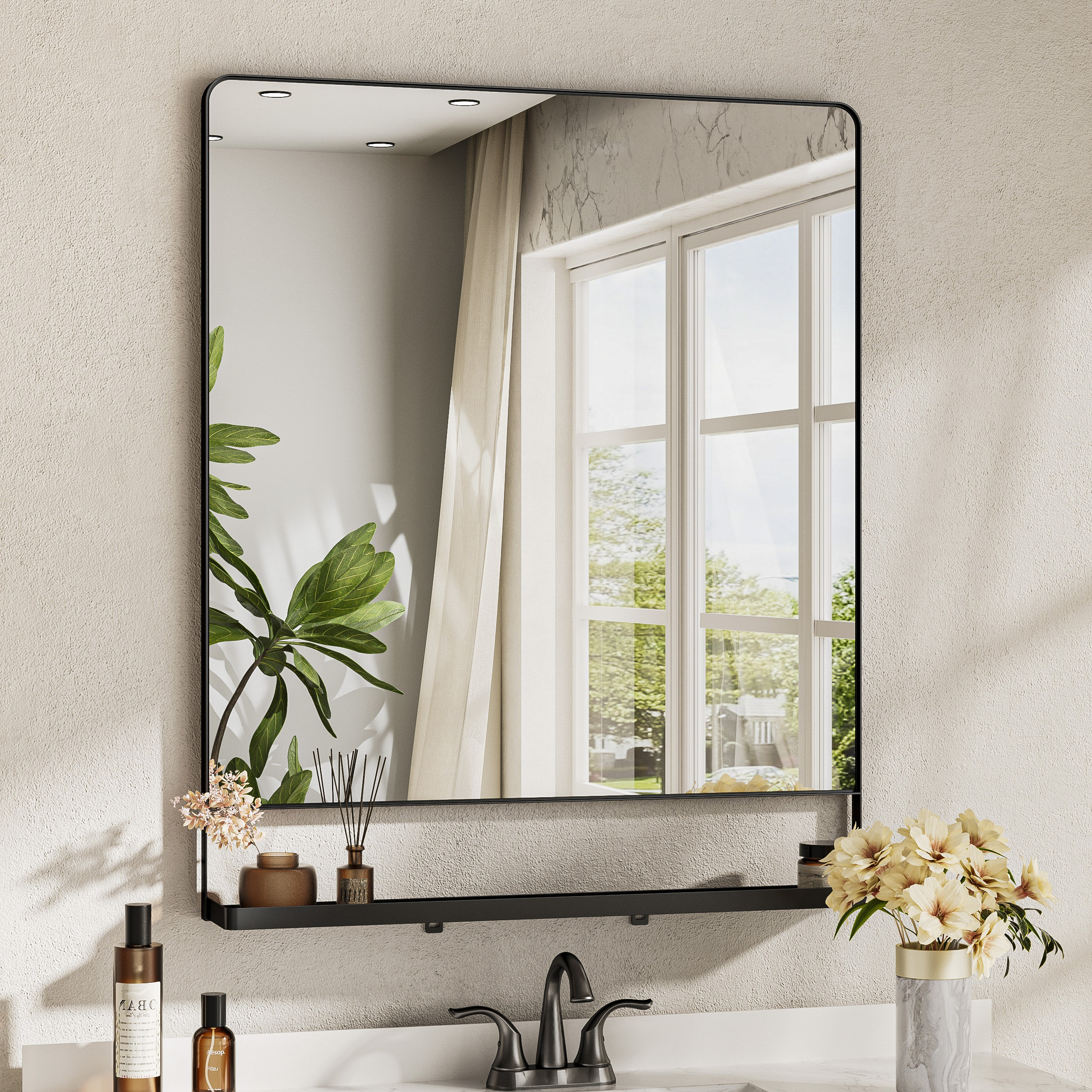 Ebern Designs Tillymae Bathroom Vanity Mirror Metal Rectangle Wall ...