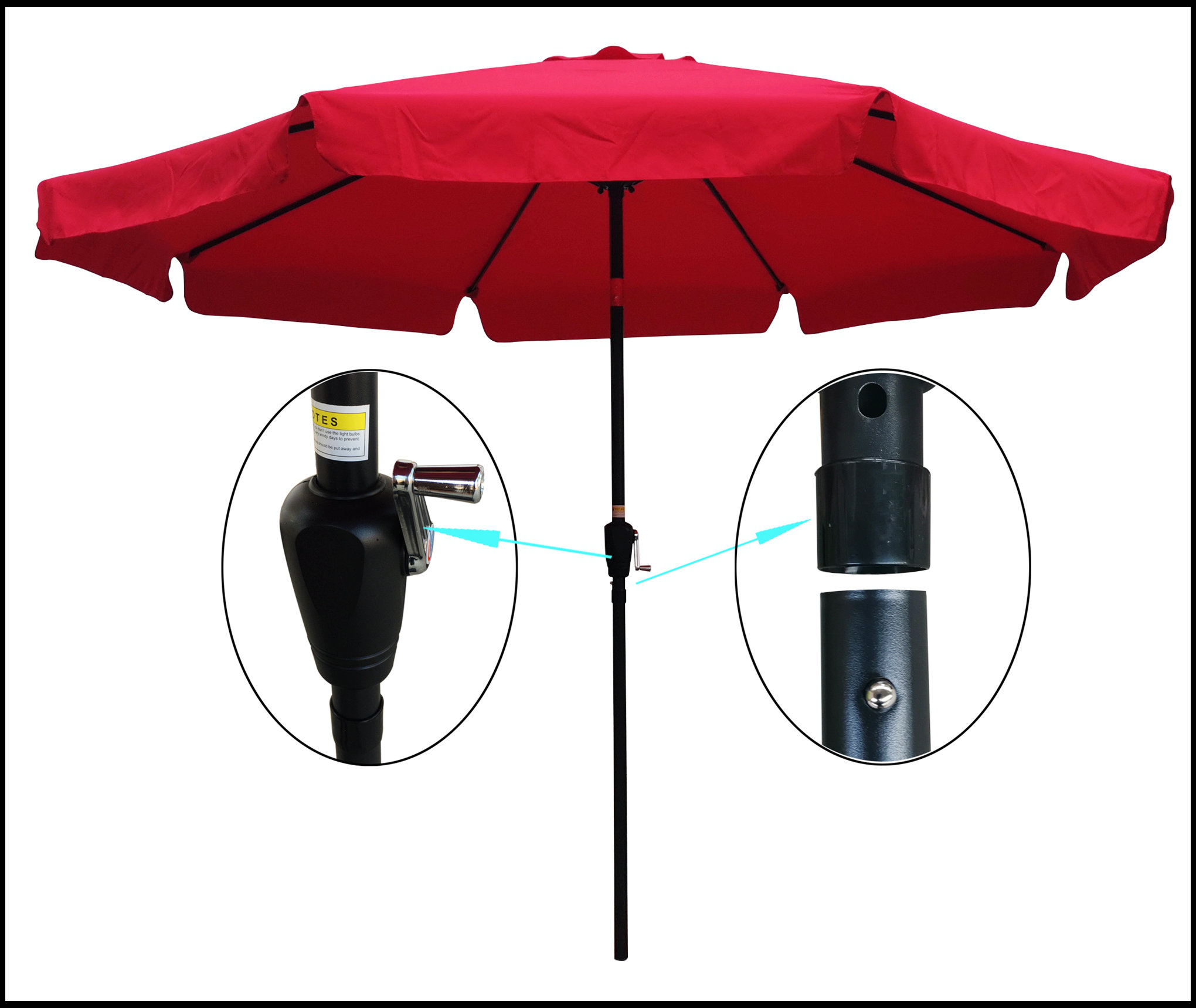 Latitude Run® 10ft Patio Umbrella Market Round Umbrella Outdoor Garden ...