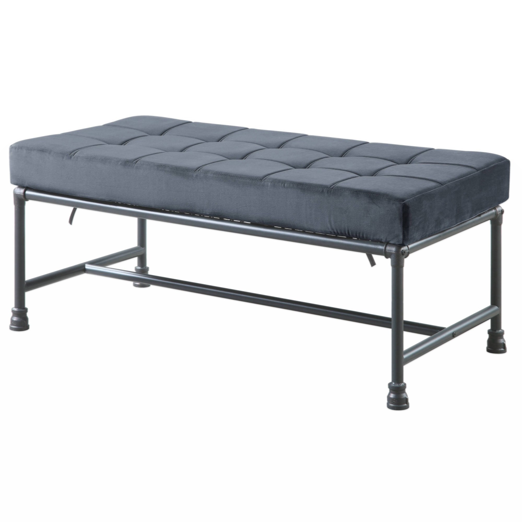 Red Barrel Studio® Grey And Sandy Grey Tufted Bench | Wayfair