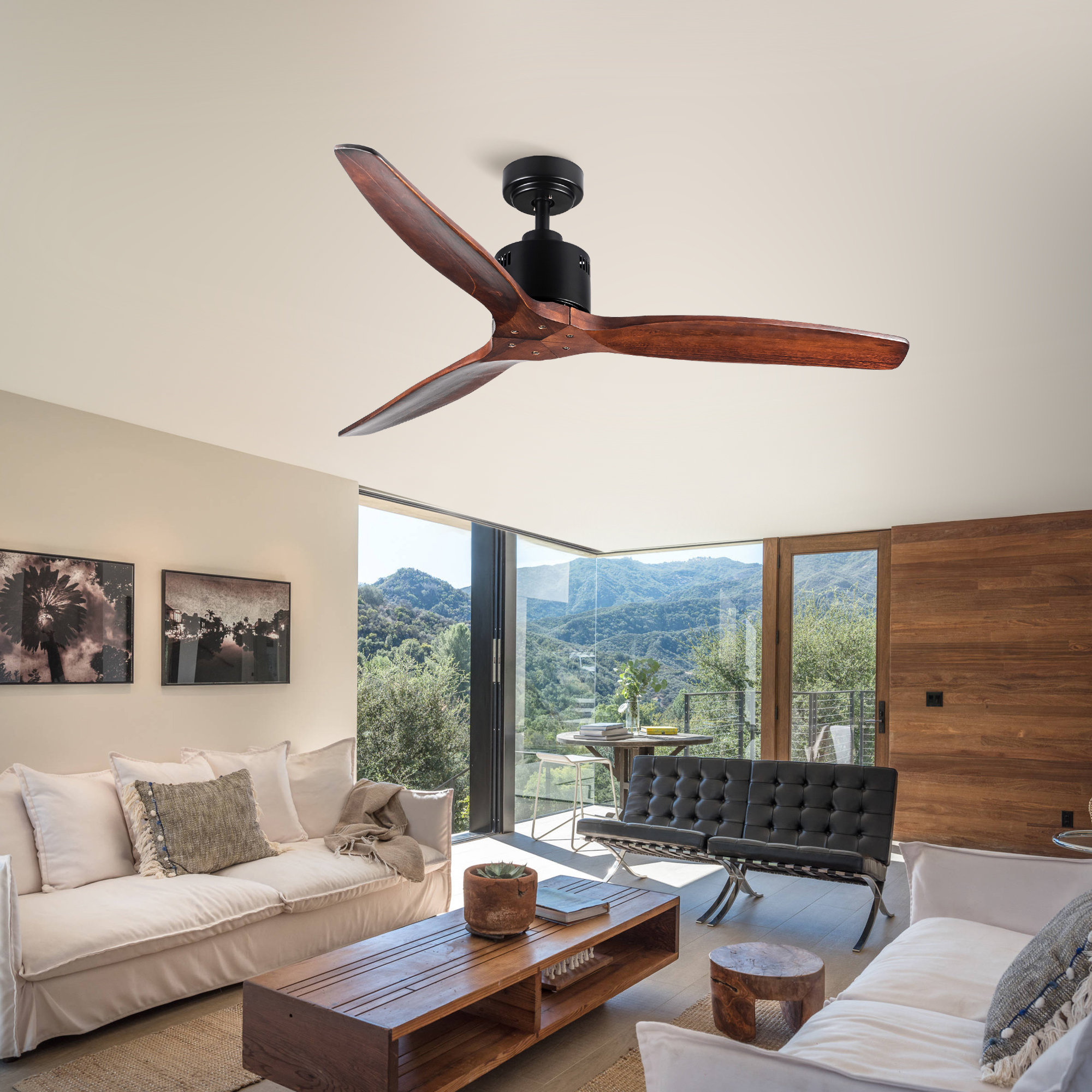 YUHAO Farmhouse 52 in. integrated Ceiling Fan without Light, with ...