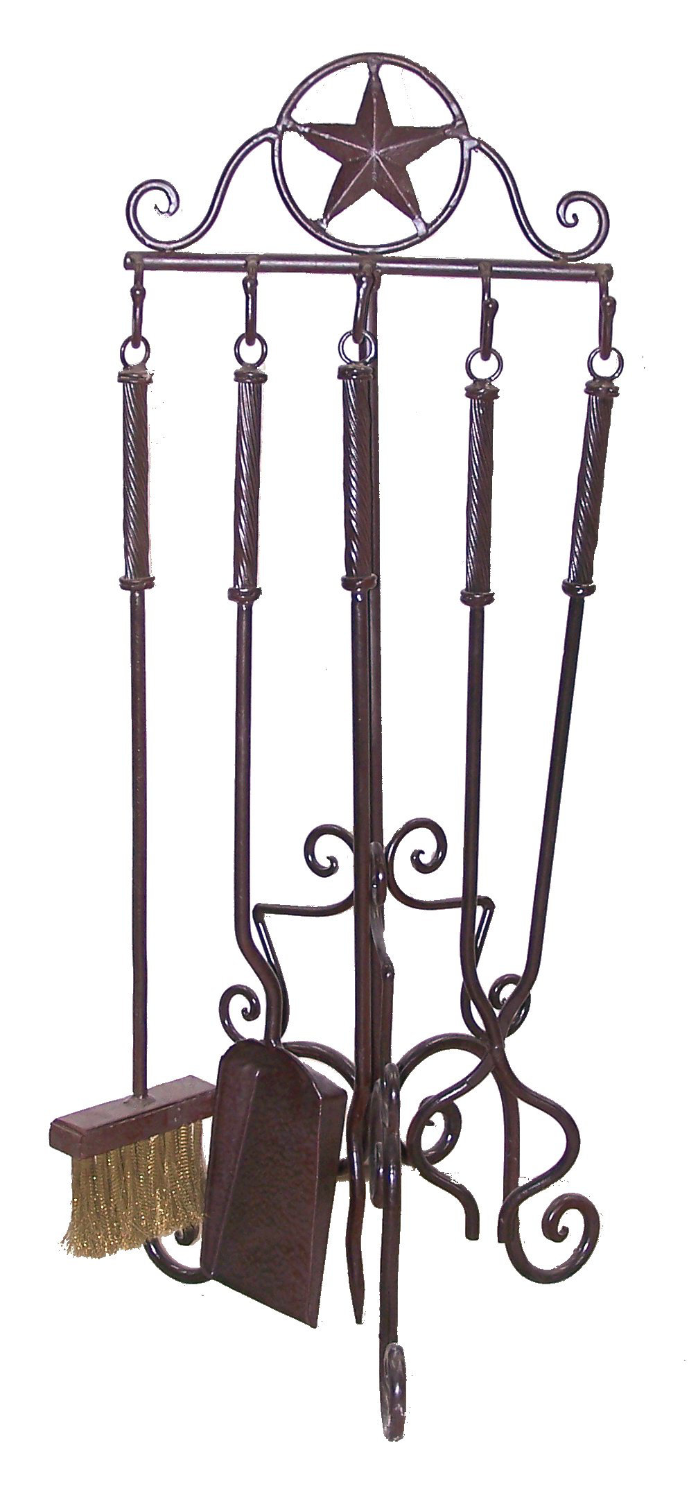 Union Rustic Metal Brown Ornate Western 4-Piece Fireplace Tool Set ...