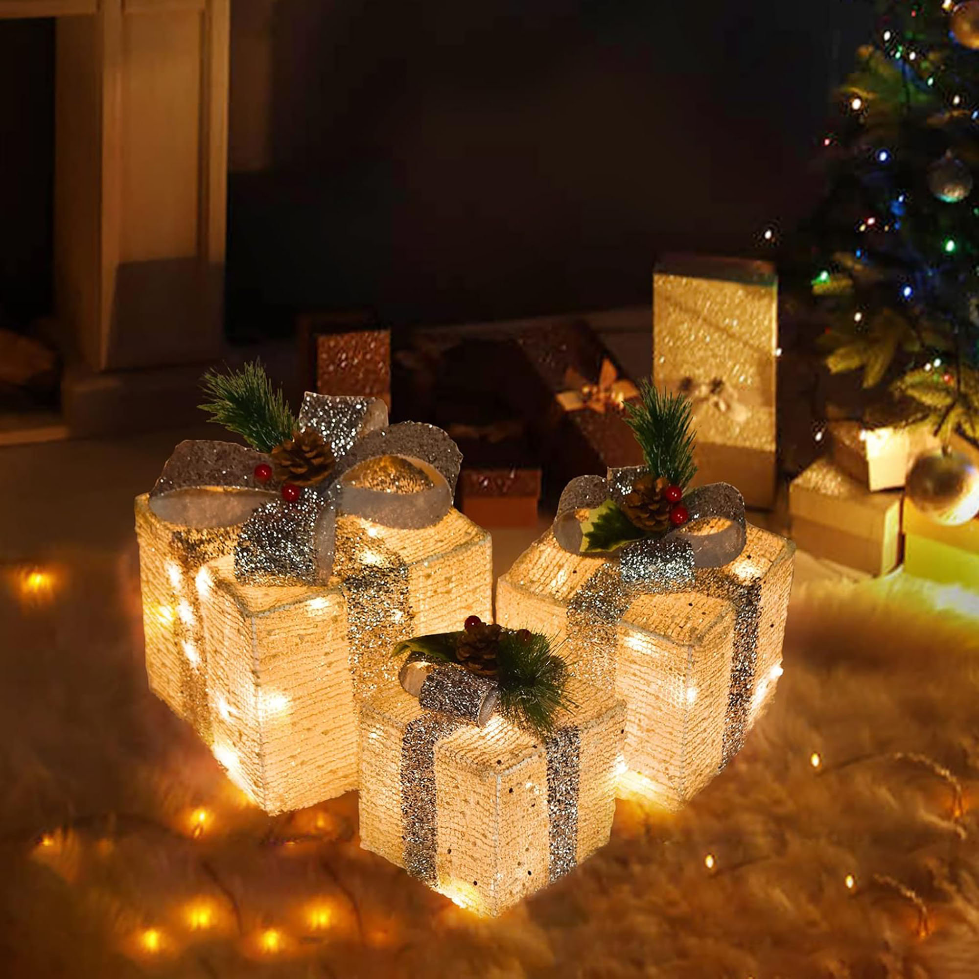 Red Barrel Studio® Set Of 3 Christmas Lighted Gift Boxes Decorations ...