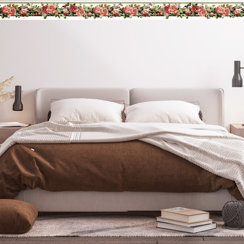 Charlton Home® Dangirdas Cabbage Red Roses Butterfly Floral Border ...