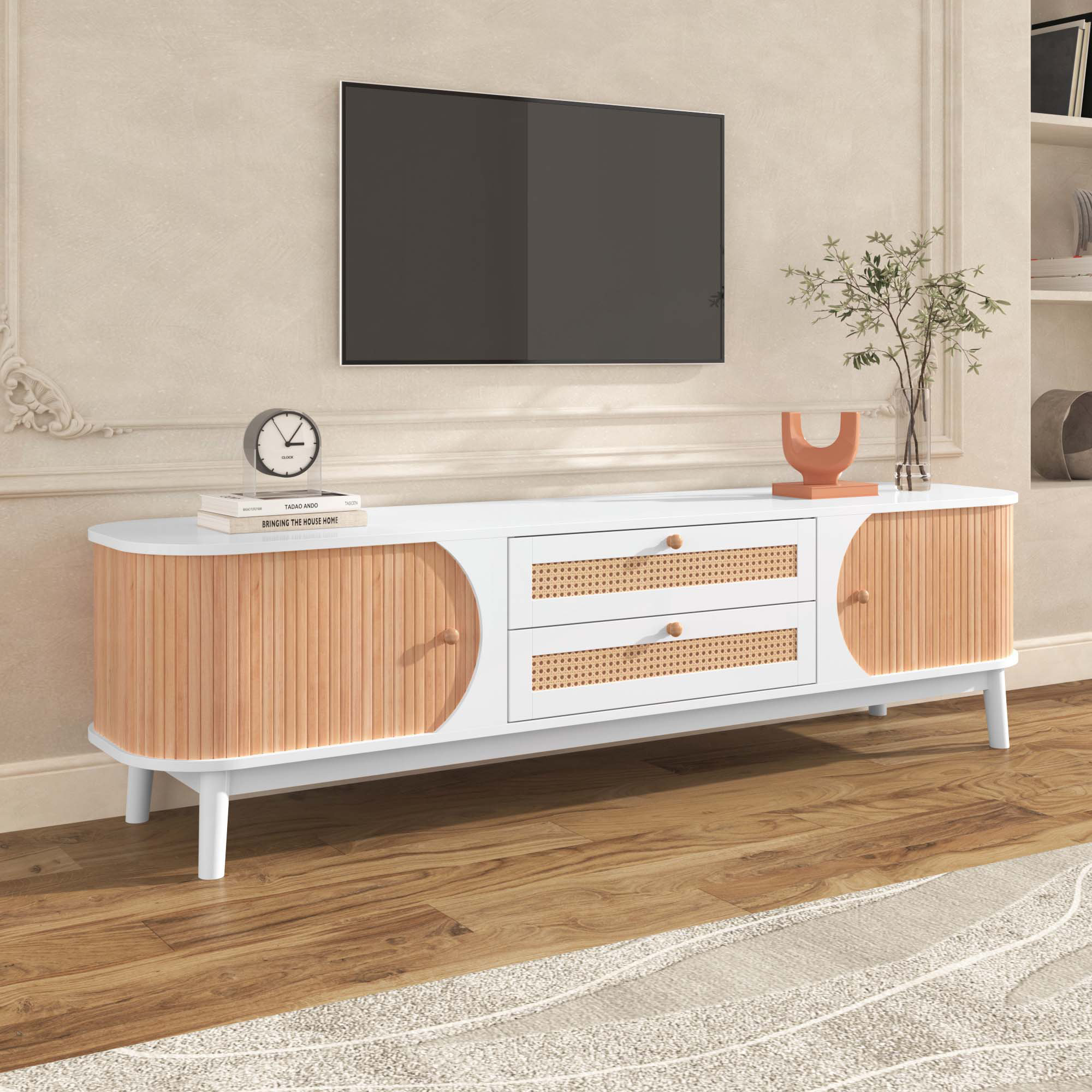 Bay Isle Home™ Meuble télé avec 2 tiroirs, console multimédia pour ...