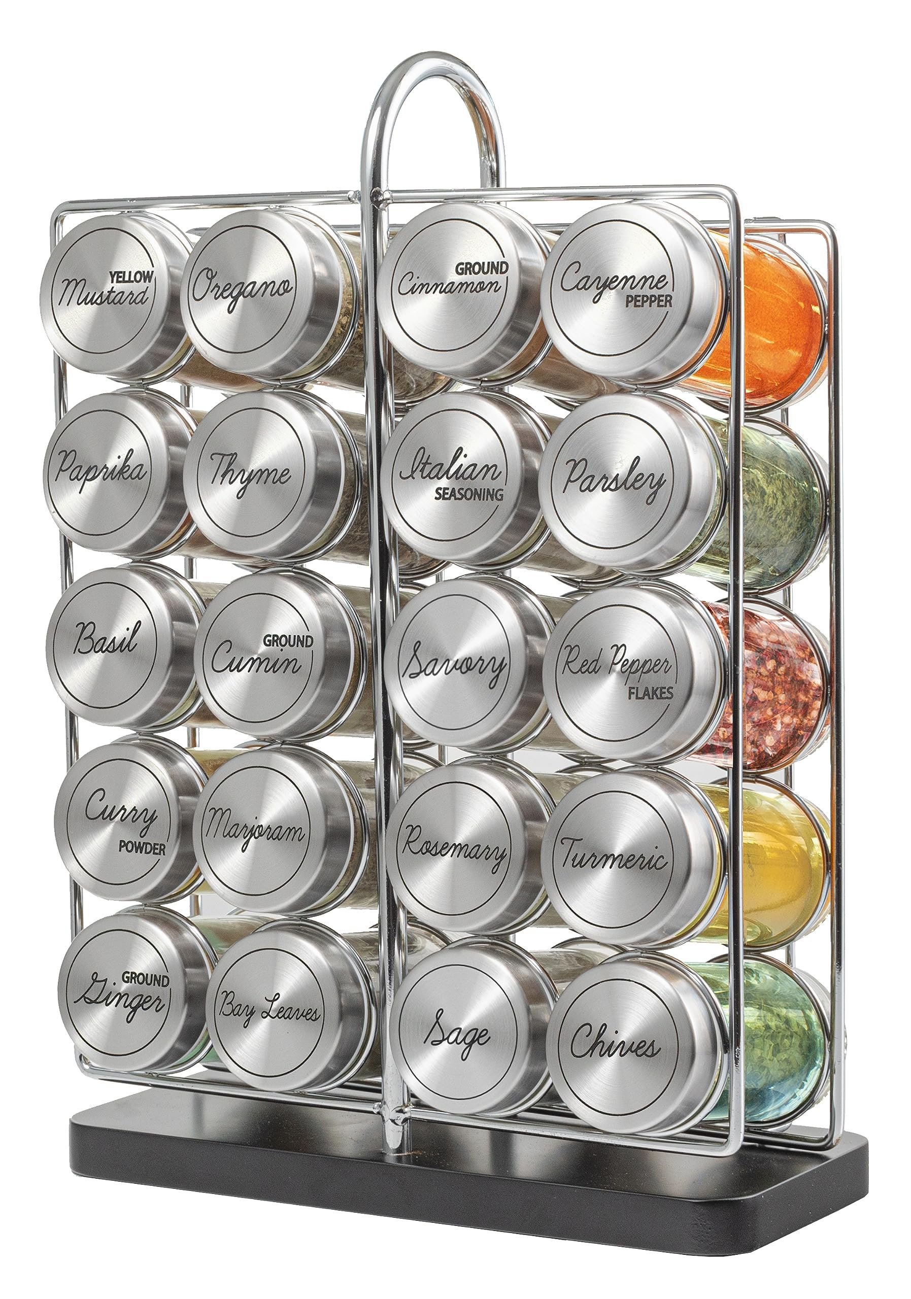 Latitude Run® 20 Jar Spice Rack Stainless Steel Filled With Spices ...
