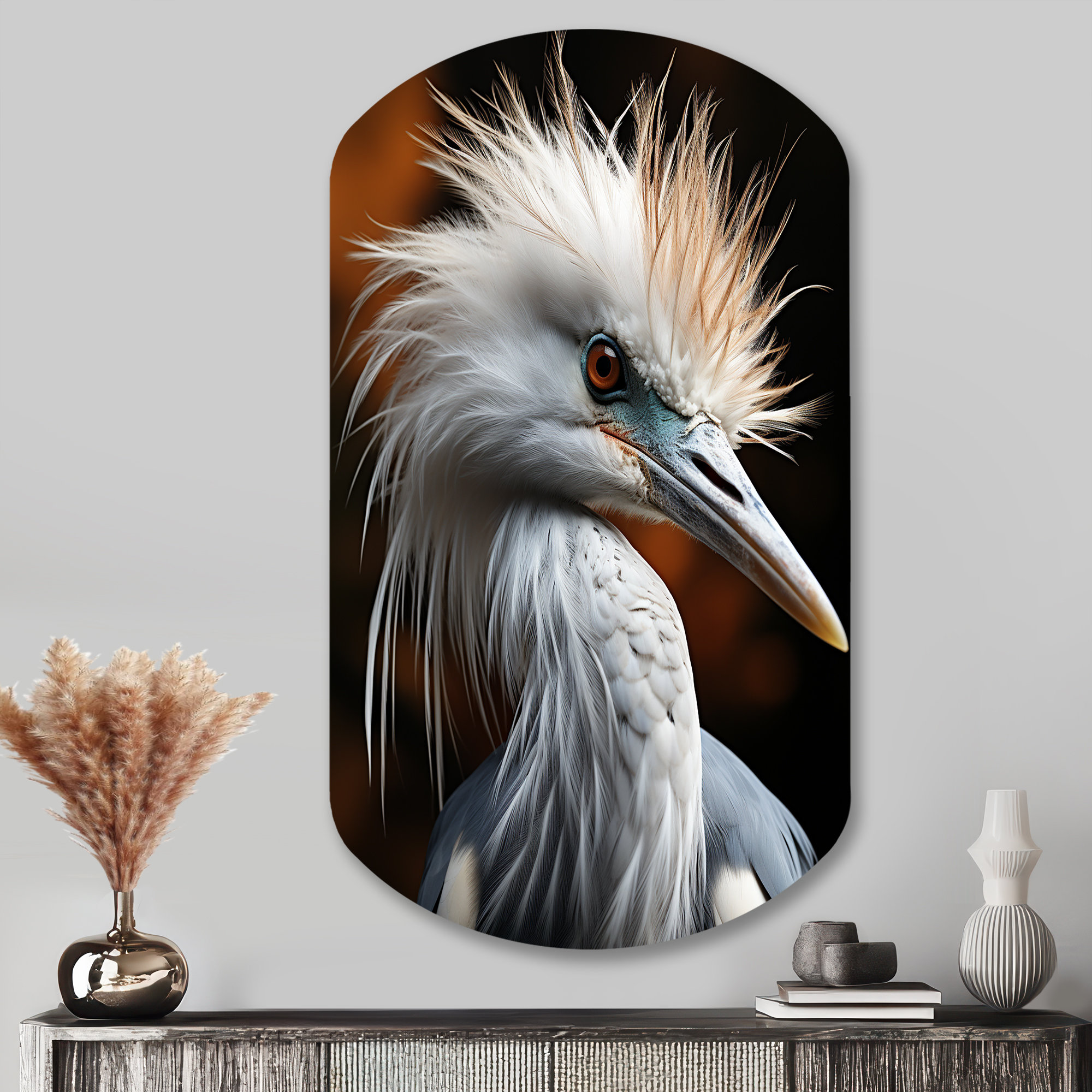Bay Isle Home™ Beige Animal Heron - Heron Cylinder Shape Assymterical ...