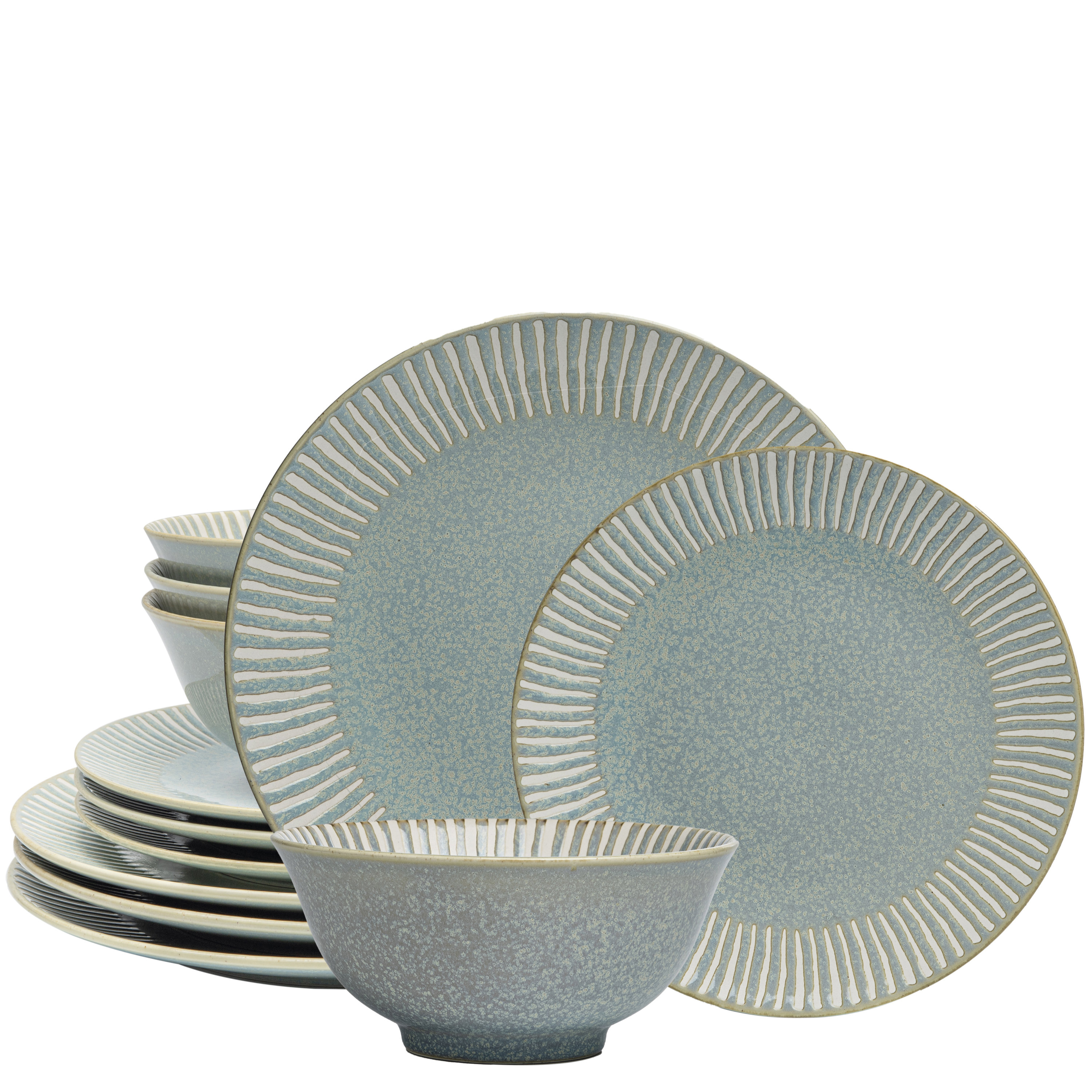 Joss & Main 12-Piece Reactive Blue Ceramic Dinnerware Set Bali Breeze ... Joss & Main 12-Piece Reactive Blue Ceramic Dinnerware Set Bali Breeze ...
