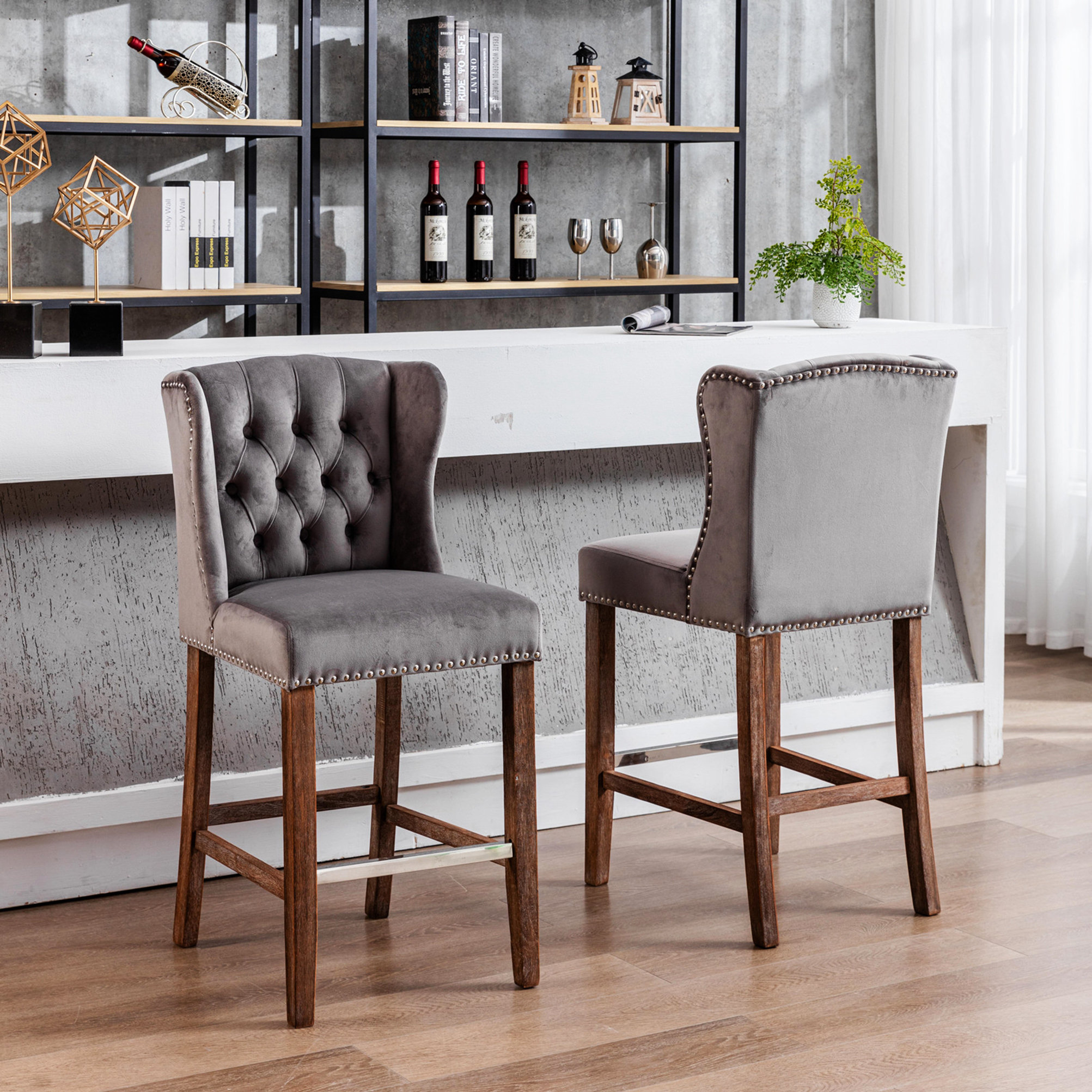 Rosdorf Park Janiesha Counter Height Bar Stools, Upholstered Barstools ...
