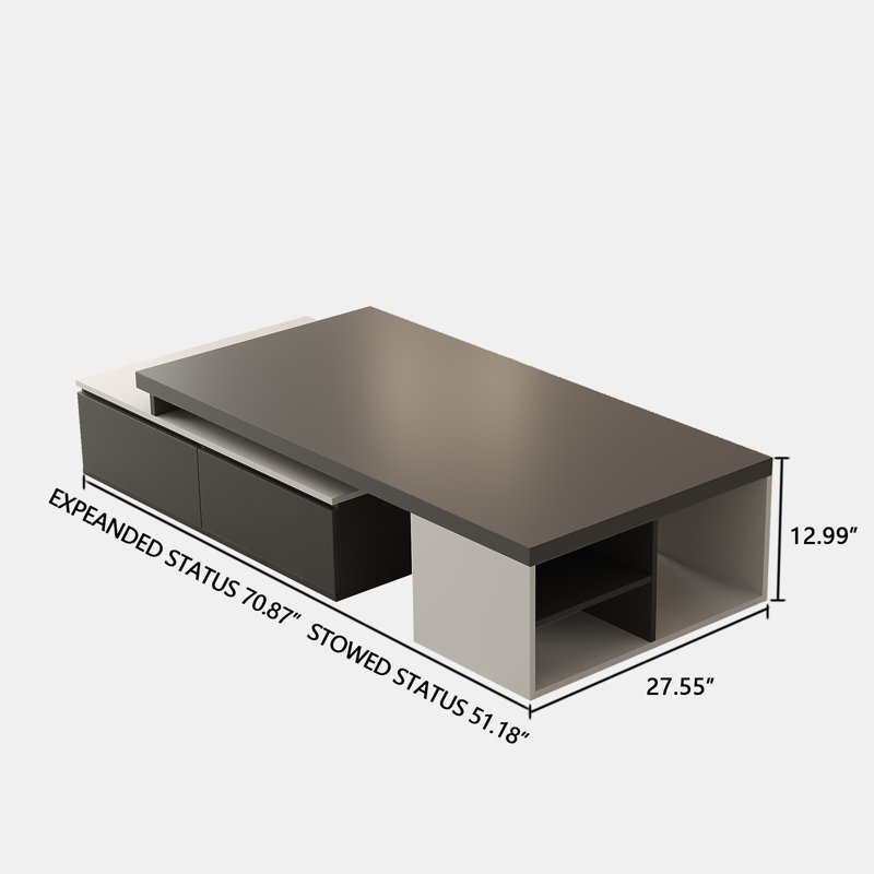 Ivy Bronx Kevondre 70.9'' Extendable Coffee Table with Storage Drawer ...