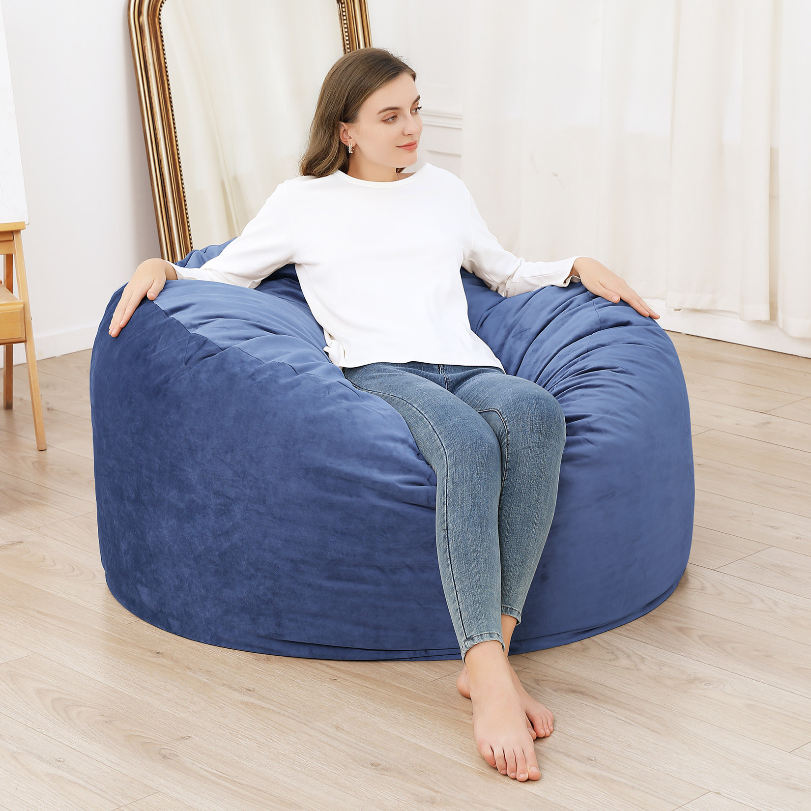 17 Stories Soft Comfort Memory Foam Bean Bag Chair for Adults & Kids ...