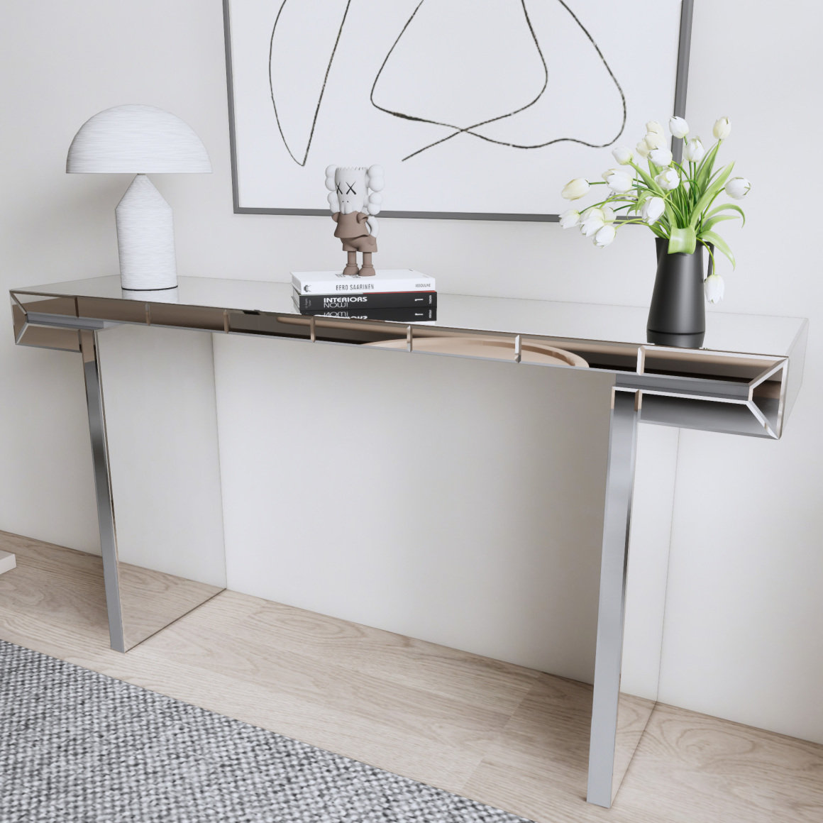 Latitude Run® 60 Inches Luxury Full-Length Mirror Console Table With ...