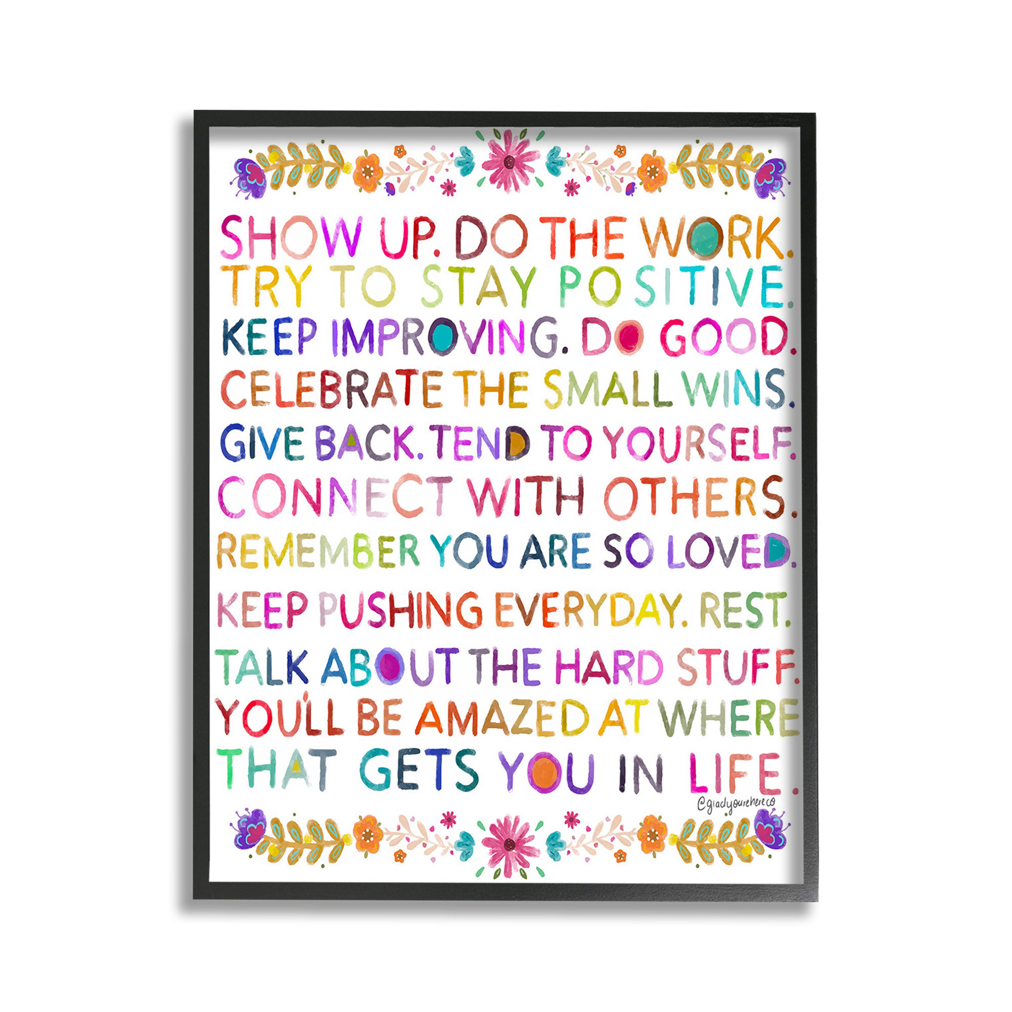 Stupell Industries Floral Motivational Phrases Single Picture Frame by ...