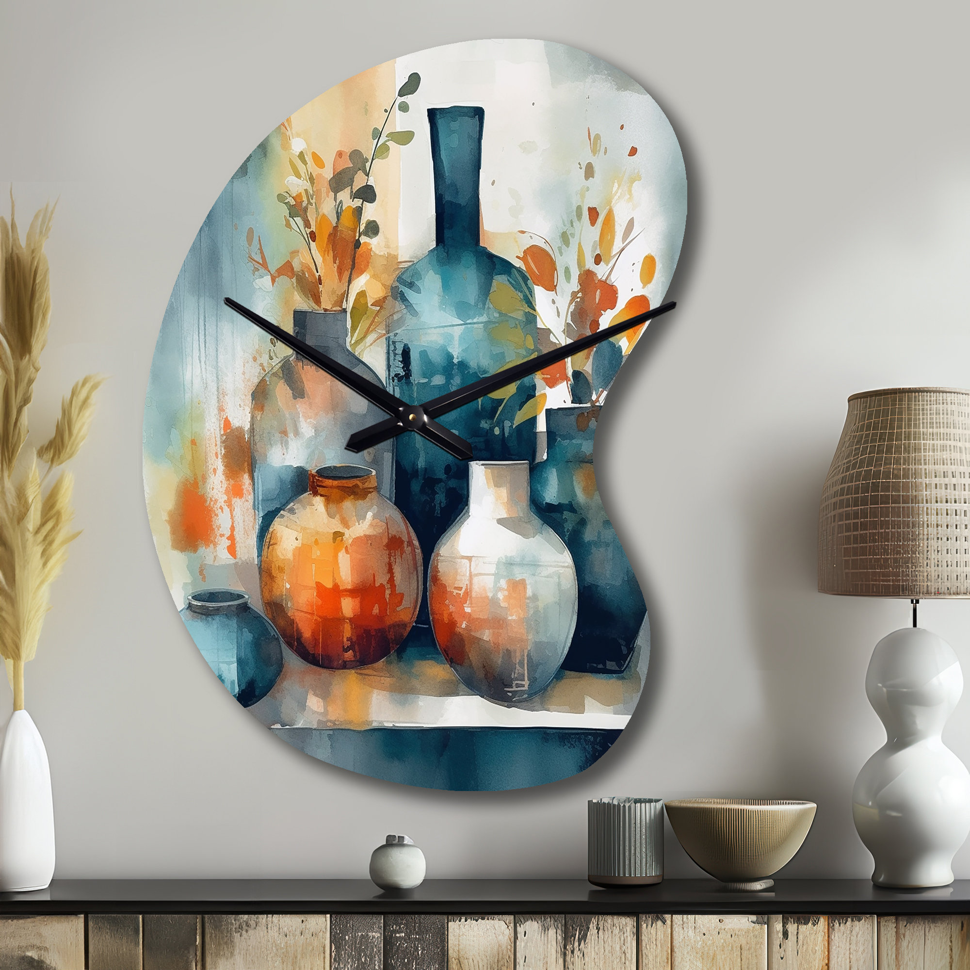 East Urban Home Tornatore - Boom Shape Large Boho Pottery 3D Wall Clock ...