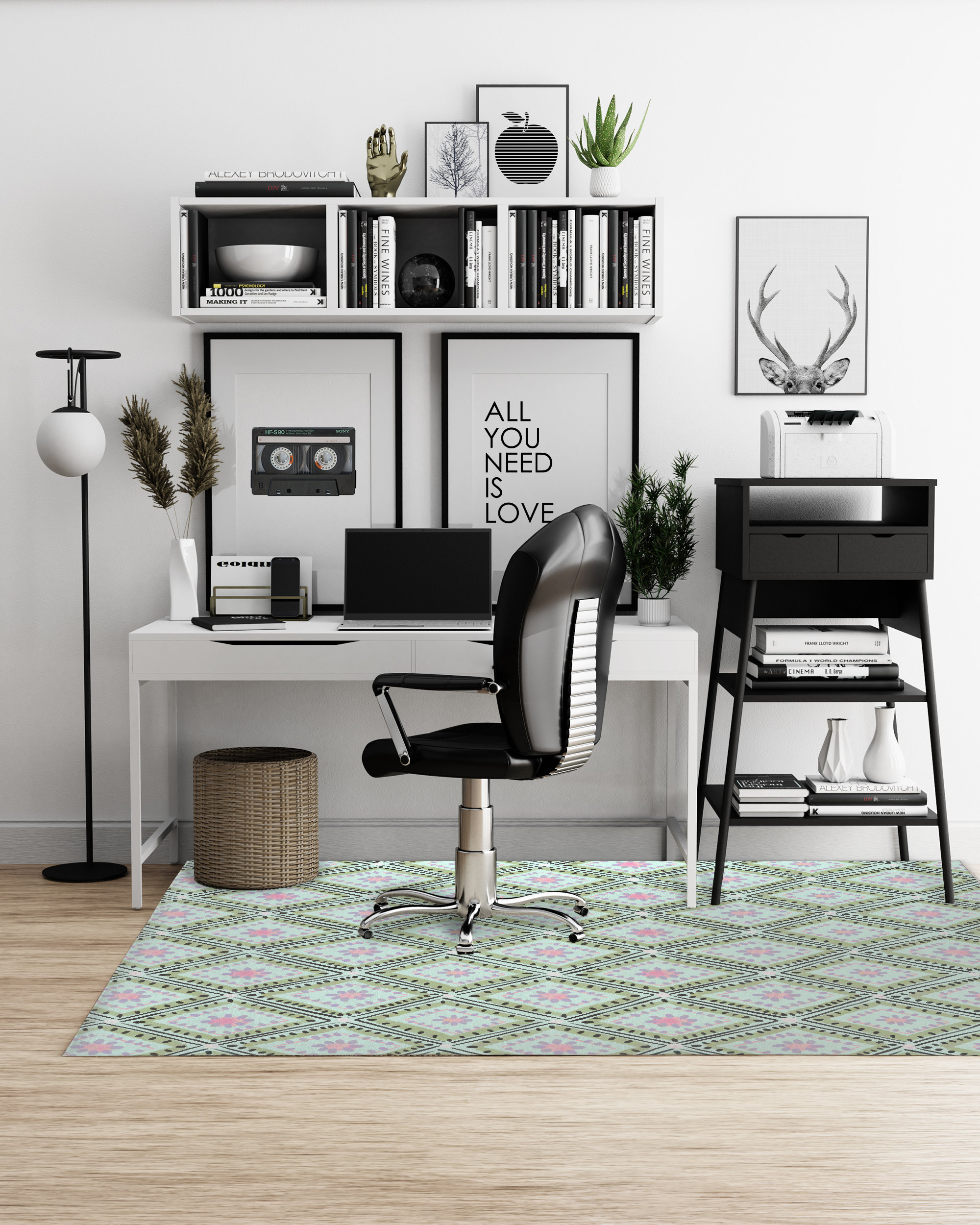 Kavka Malakai Border Office Mat By Kavka Designs Straight Rectangular ...