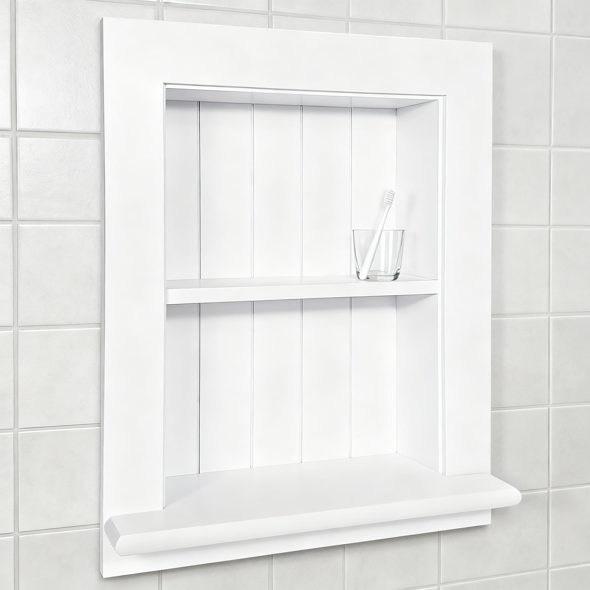 Ebern Designs Recessed Wall Cabinet With 2-Tier Shelves, Built-In ...