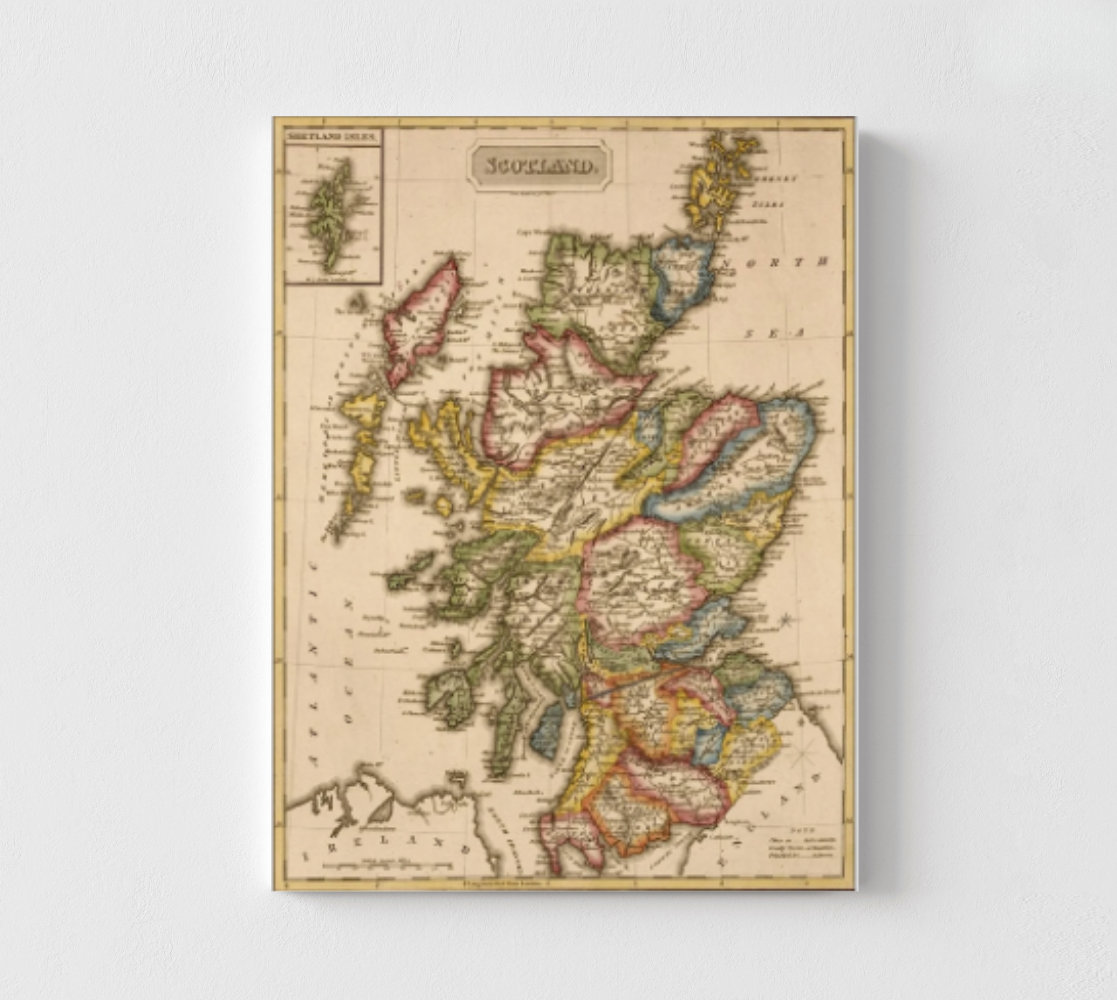 WeFrameArt Scotland 1817, Antique Scotland Map, Historic European Maps ...