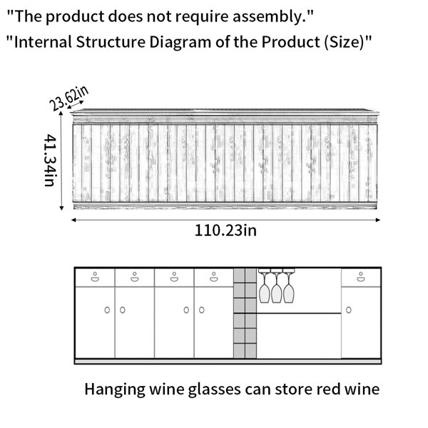 KPXU Bar Counter Rustic Style Bar Front Desk with Storage and Bar ...