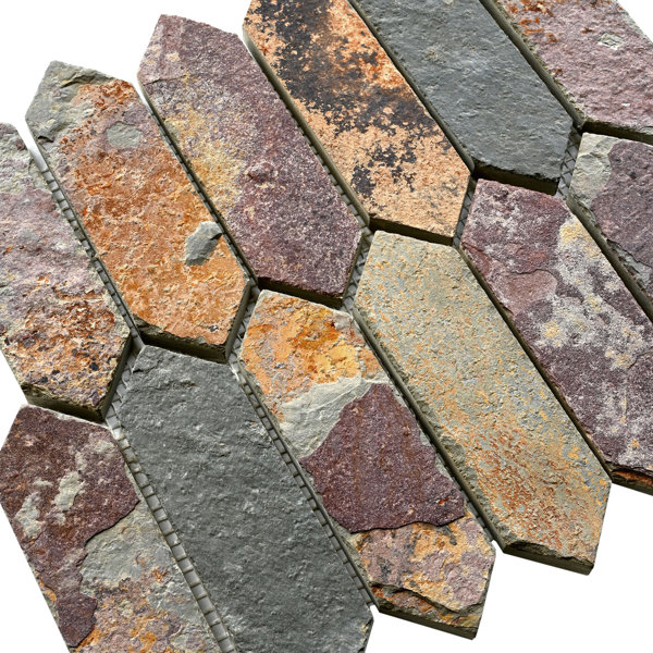 Mosaic Kitchen 2" x 6" Slate Mosaic Wall & Floor Tile | Wayfair