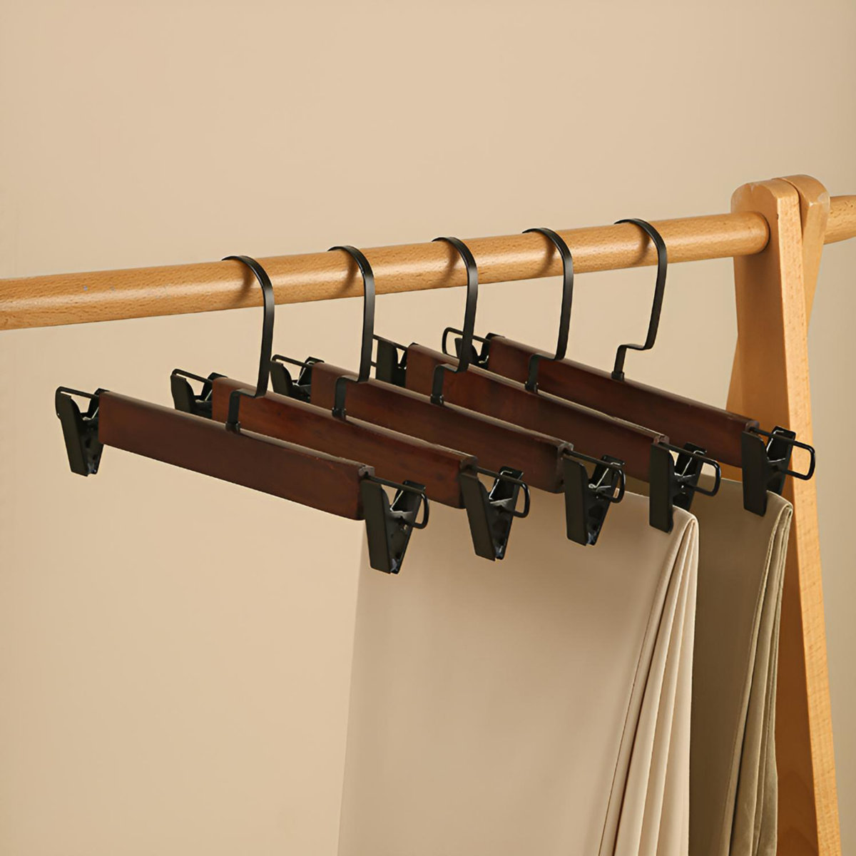 Hokku Designs Solid Wood Multi Use Hangers With No Crease Clips ...