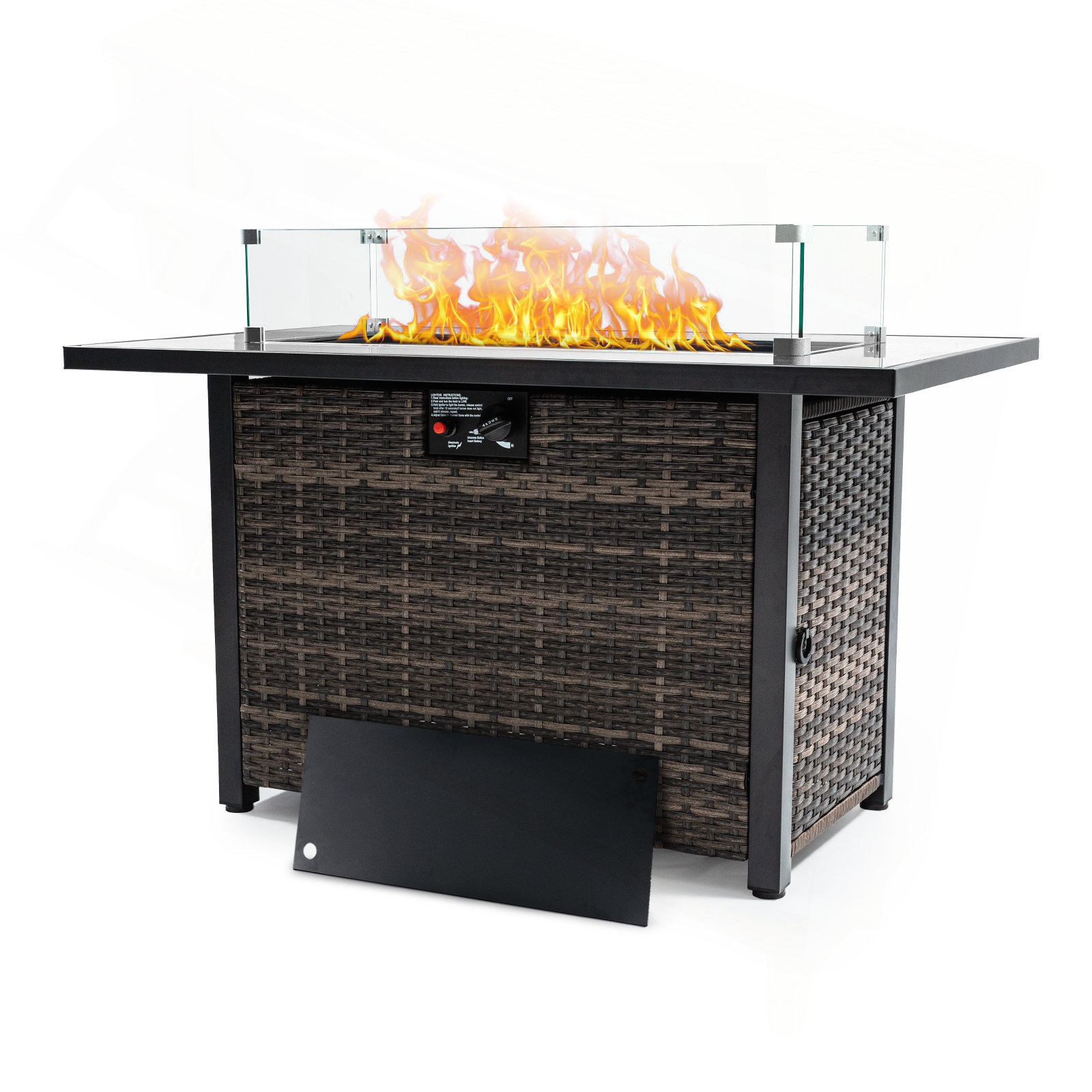 BURDOCK Outdoor Fire Table with Powerful Heating and Stylish Wicker ...