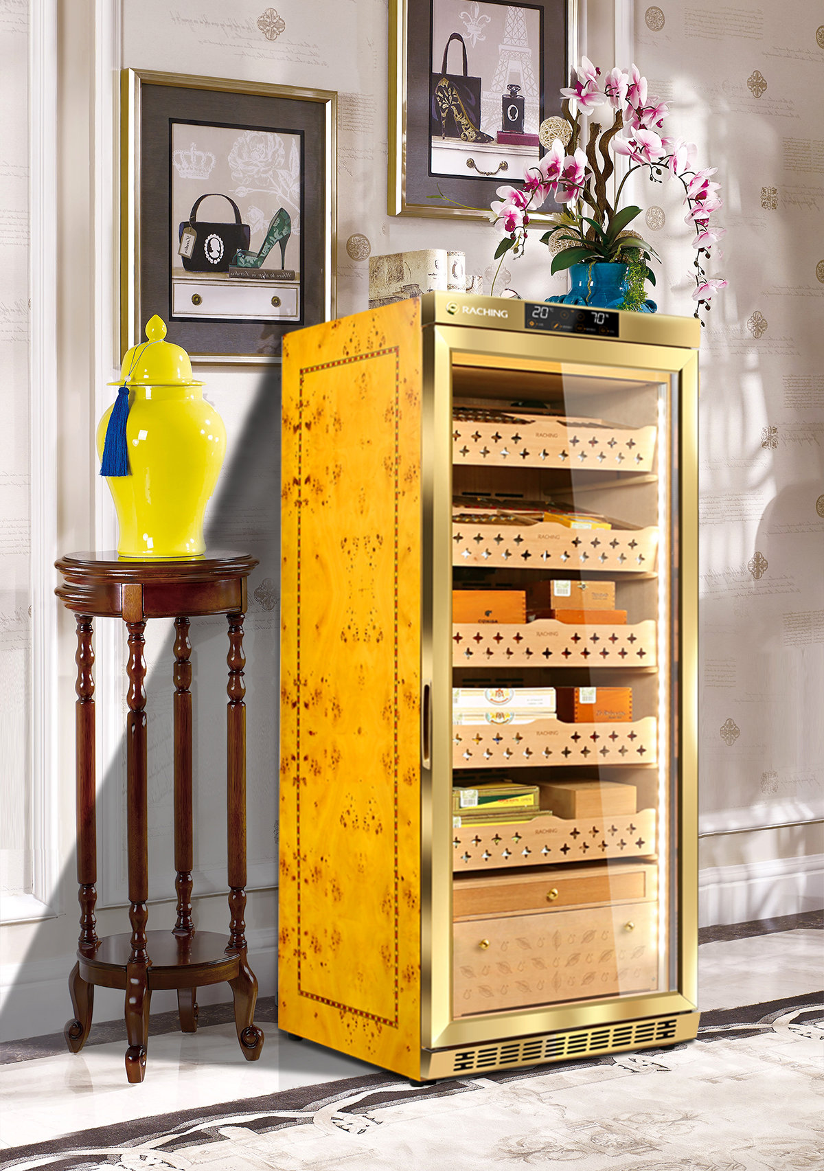 Raching Gold Solid Wood Cigar Humidor - Wayfair Canada