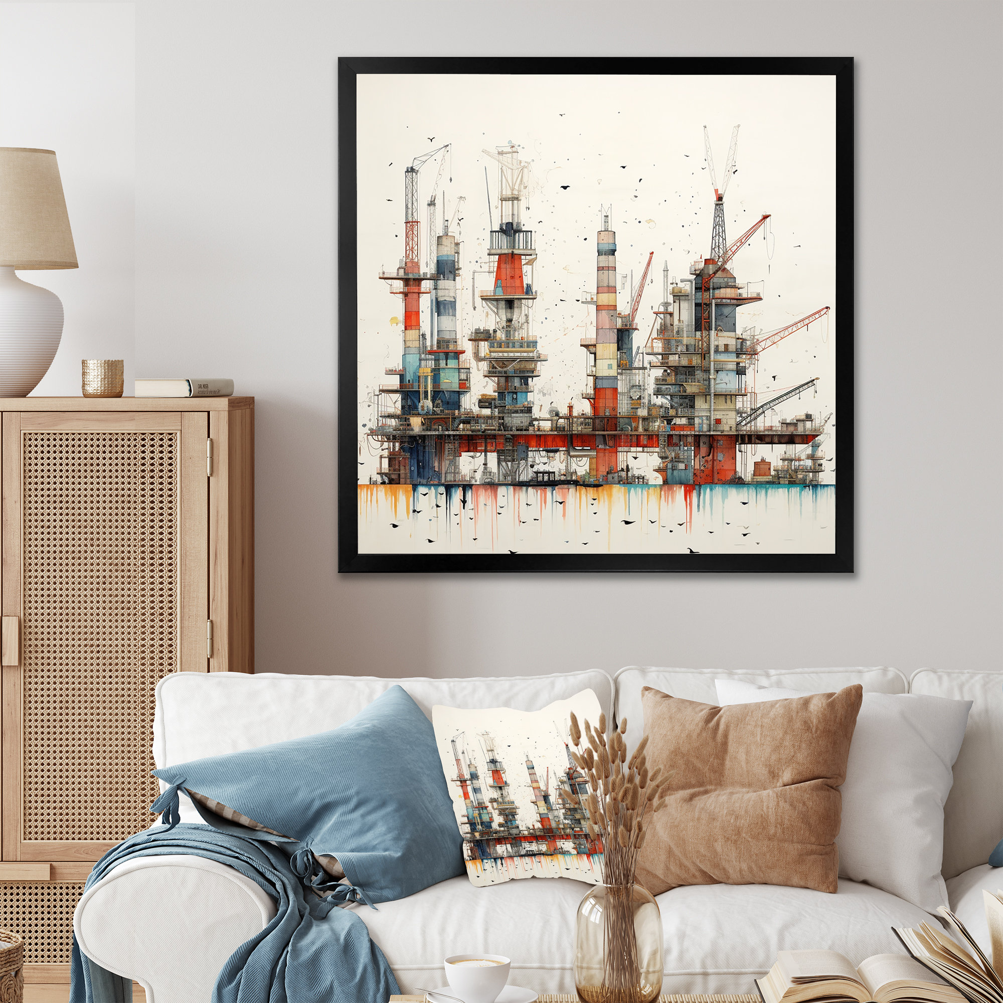 Winston Porter Abstract Red And Blue Oil Rigs Fields On Canvas Print ...