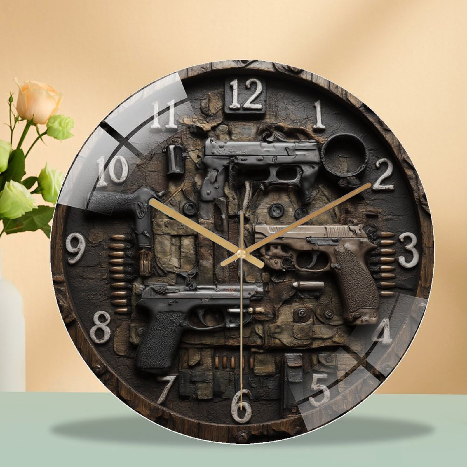 East Urban Home 12" Round Tempered Glass Wall Clock with Silent Quartz ...