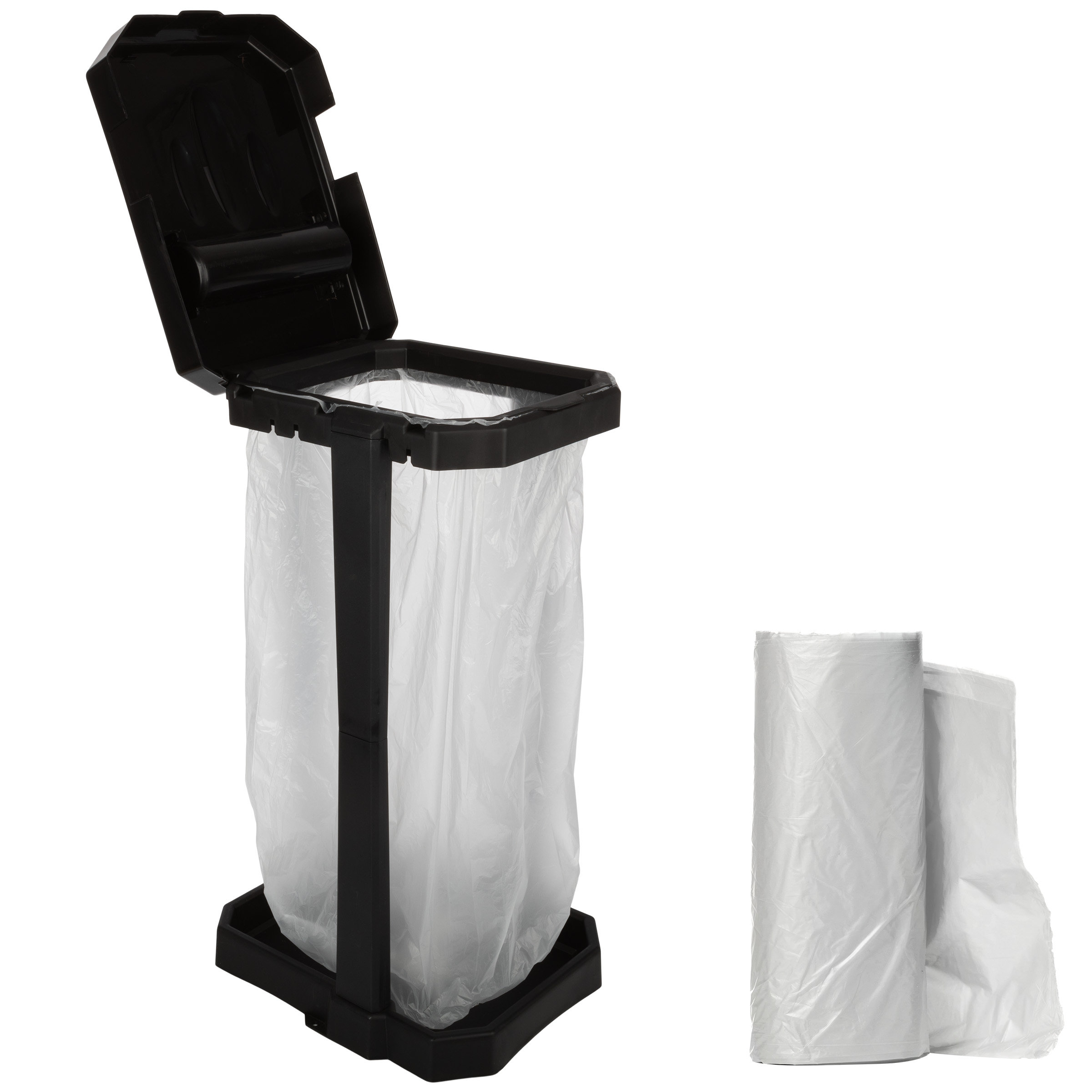wakeman Portable Trash Bag Holder Stand with 7 Bags - Collapsible Trash ...