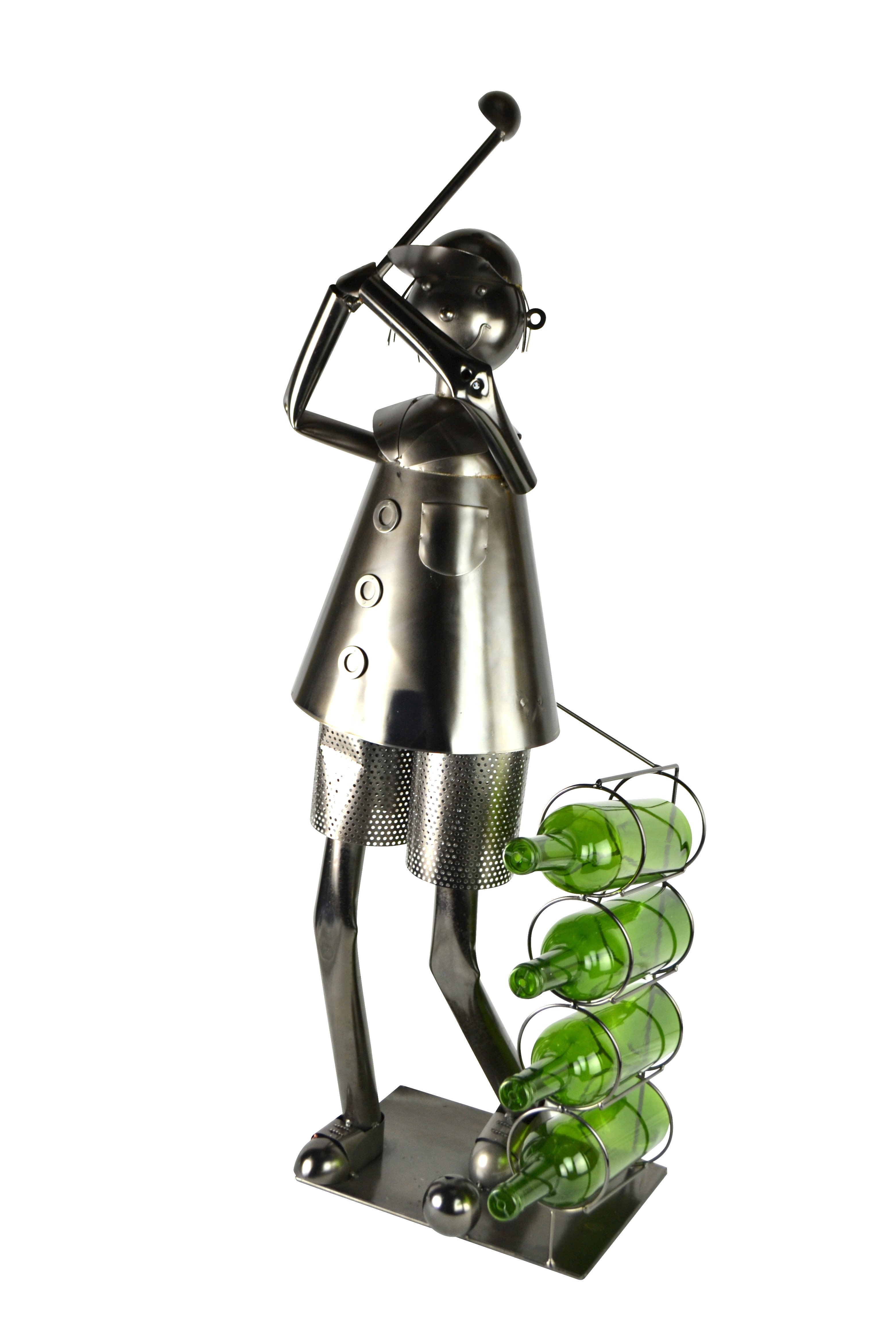 17 Stories 4 Bottle Floor Wine Bottle Rack in Silver | Wayfair