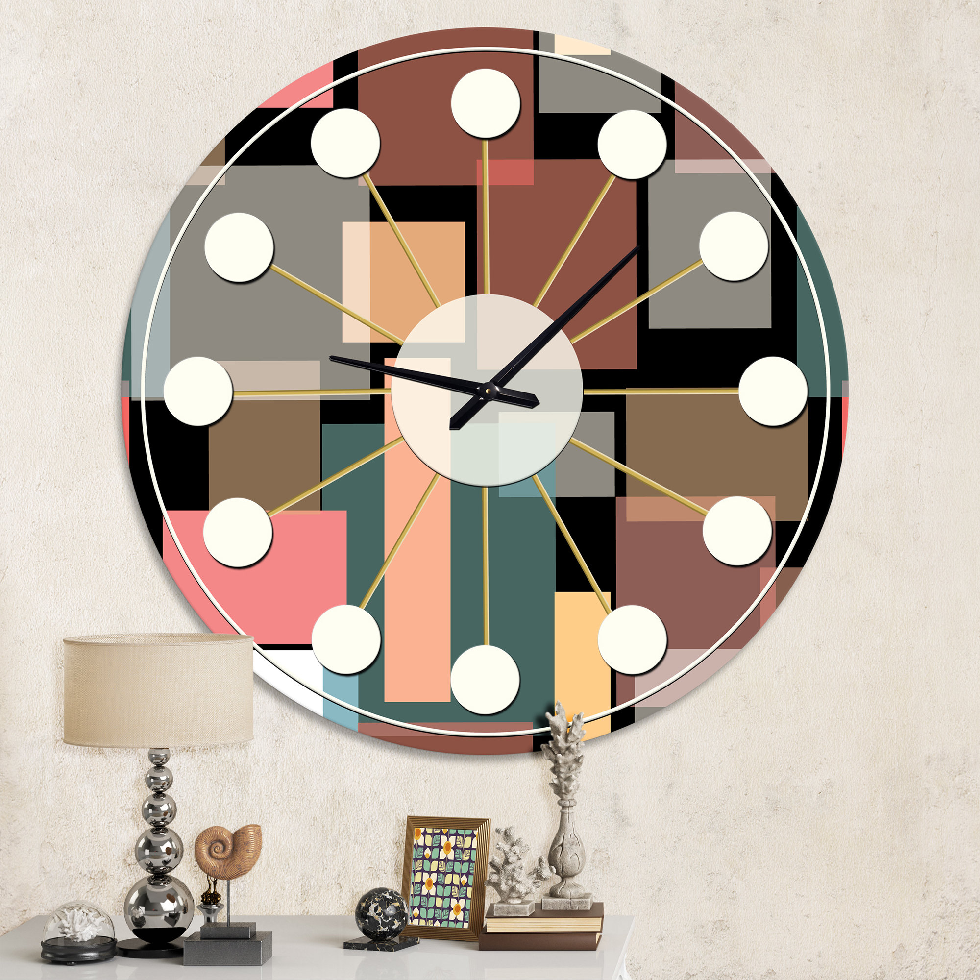 East Urban Home Retro Square Design II - Mid-Century Modern wall clock ...