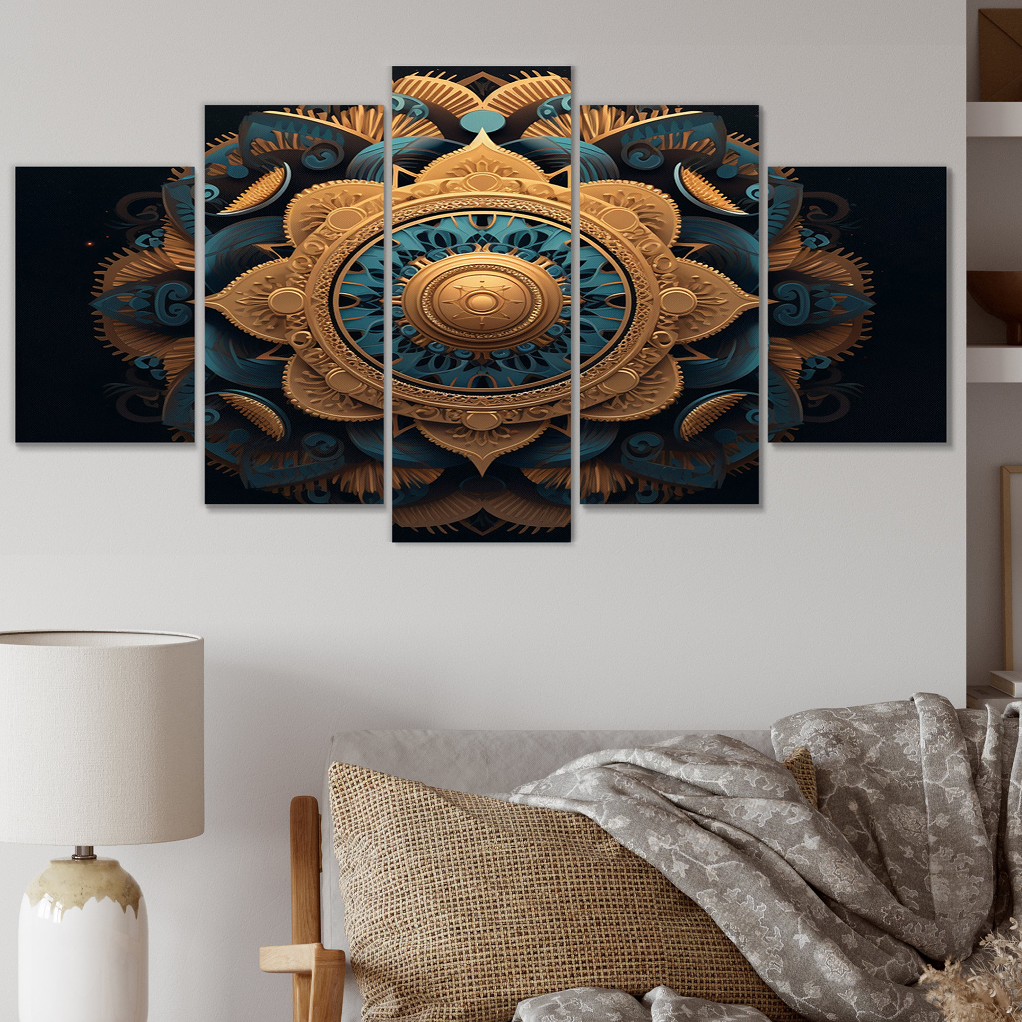 Bungalow Rose Ancient Atlantis Mandala In Gold And Turquoise III - Boho ...