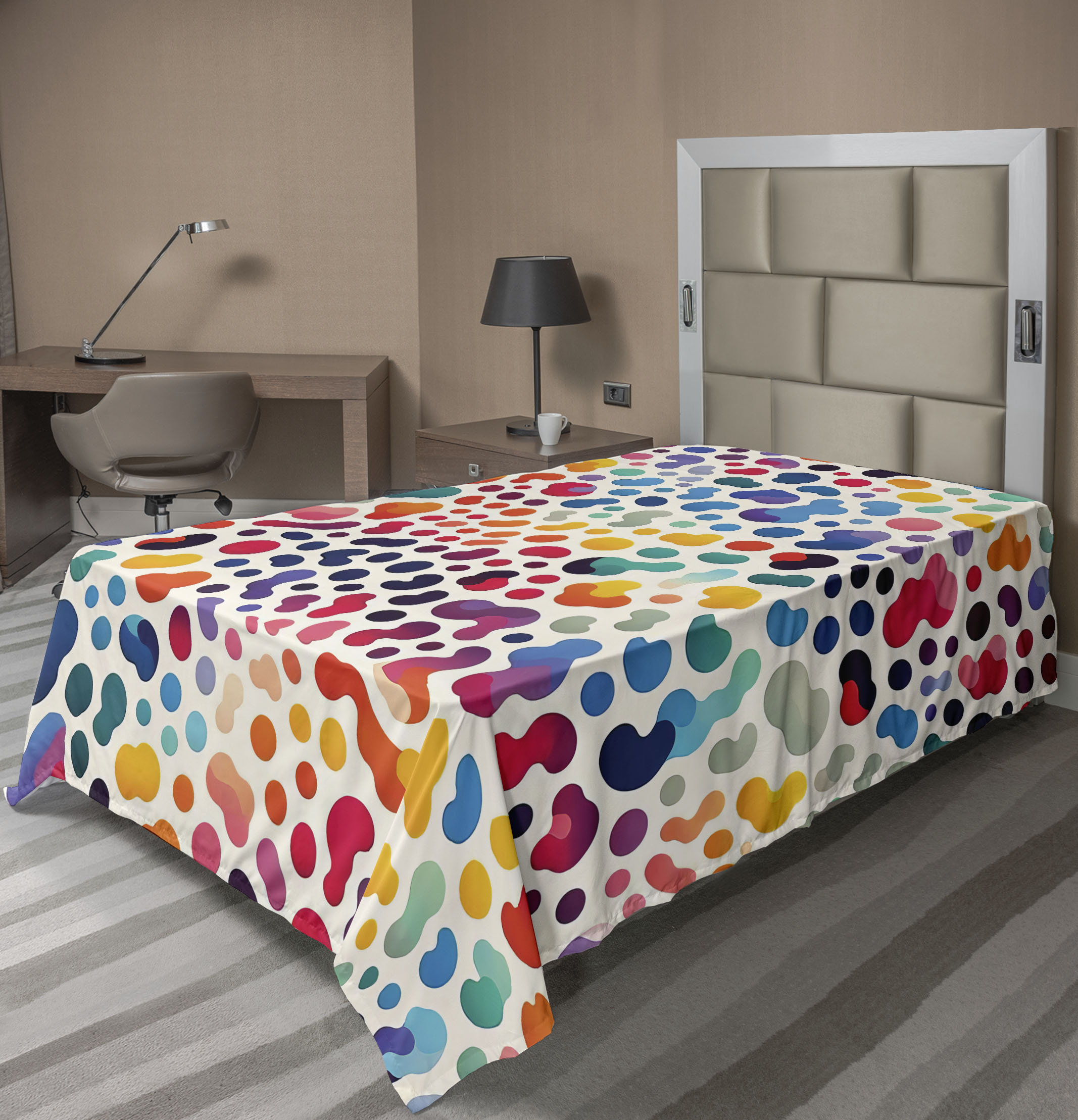 Ambesonne Leopard Print Top Flat Sheet Modern Colorful Spots Multicolor ...