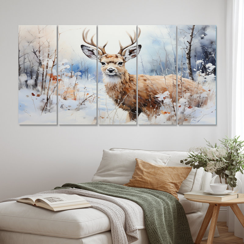 Design Art Deer Winters Embrace II - Animals Metal Wall Art Set | Wayfair