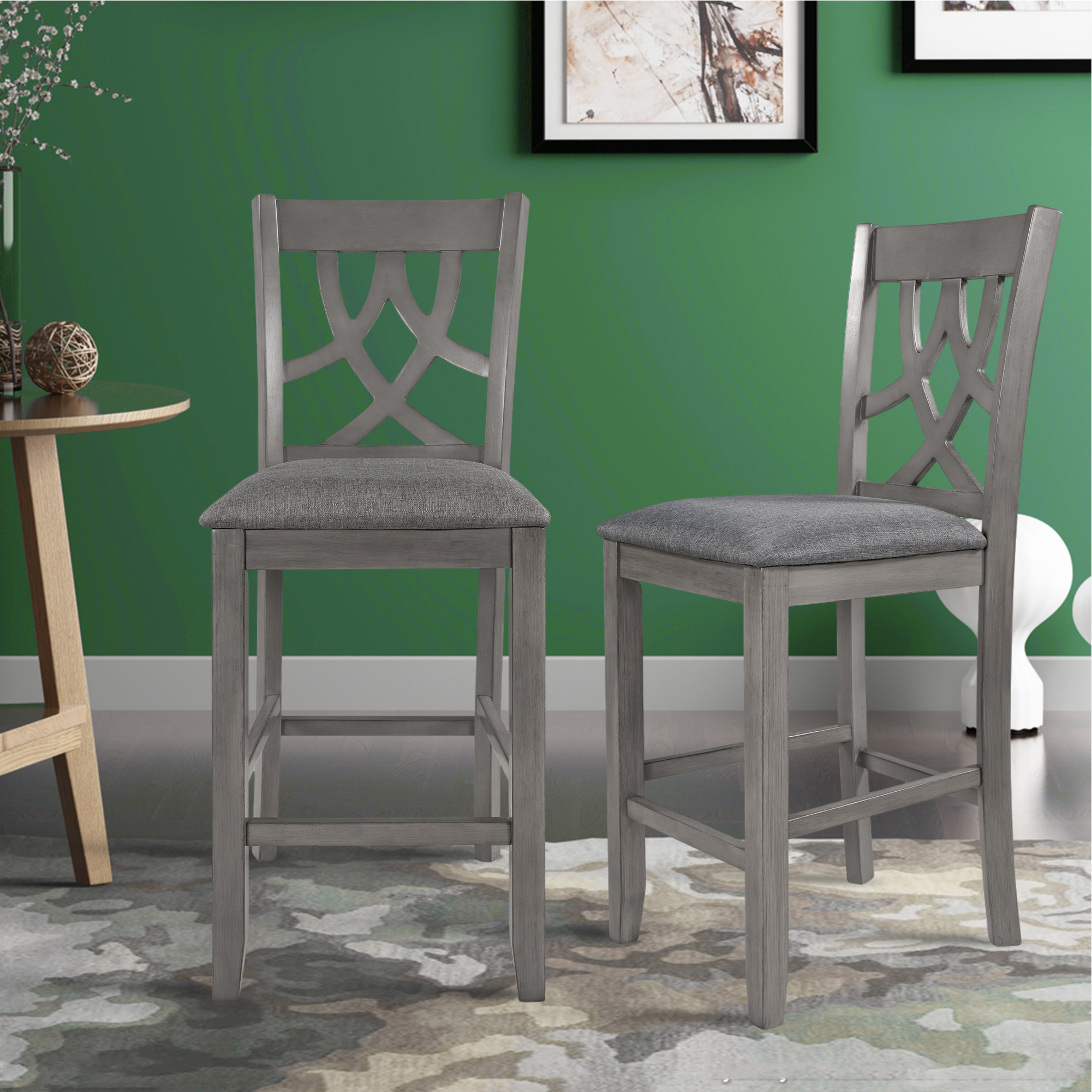 Rosalind Wheeler Set Of 2 Counter Height Kitchen Dining Chairs With ...