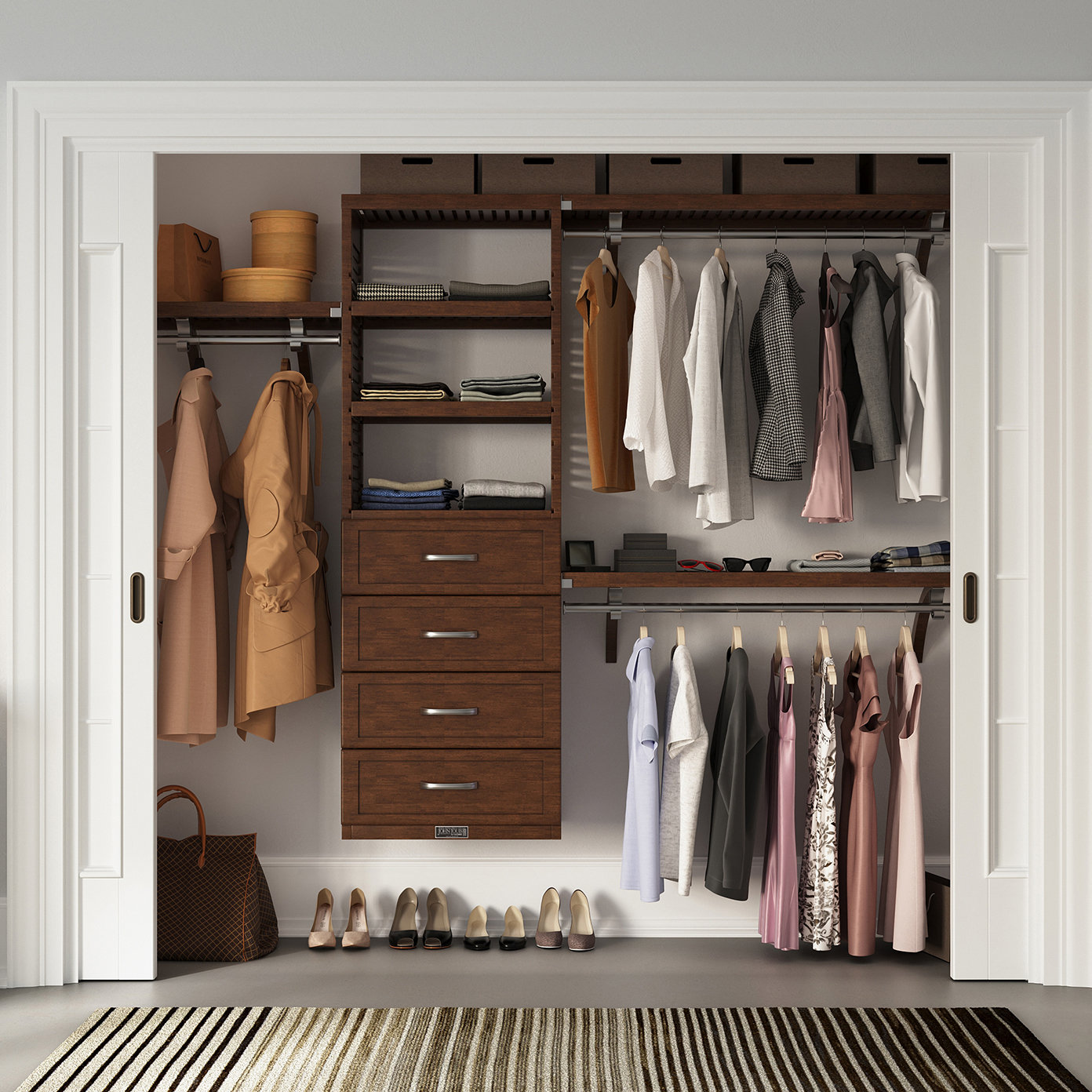 John Louis Home Solid Wood Walk-In Closet System with 4-Drawers ...