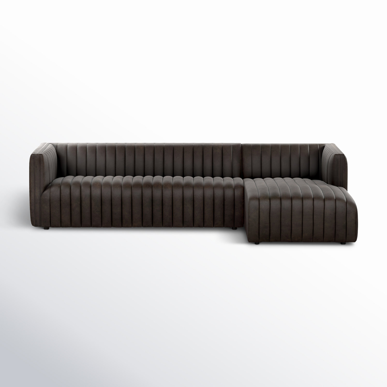 AllModern Brandt 105" Wide Genuine Leather Stationary Sofa & Chaise ...