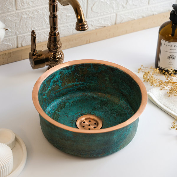 ALFIQ Patina Single Bowl Copper Kitchen And Bathroom Sink | Farmhouse ...