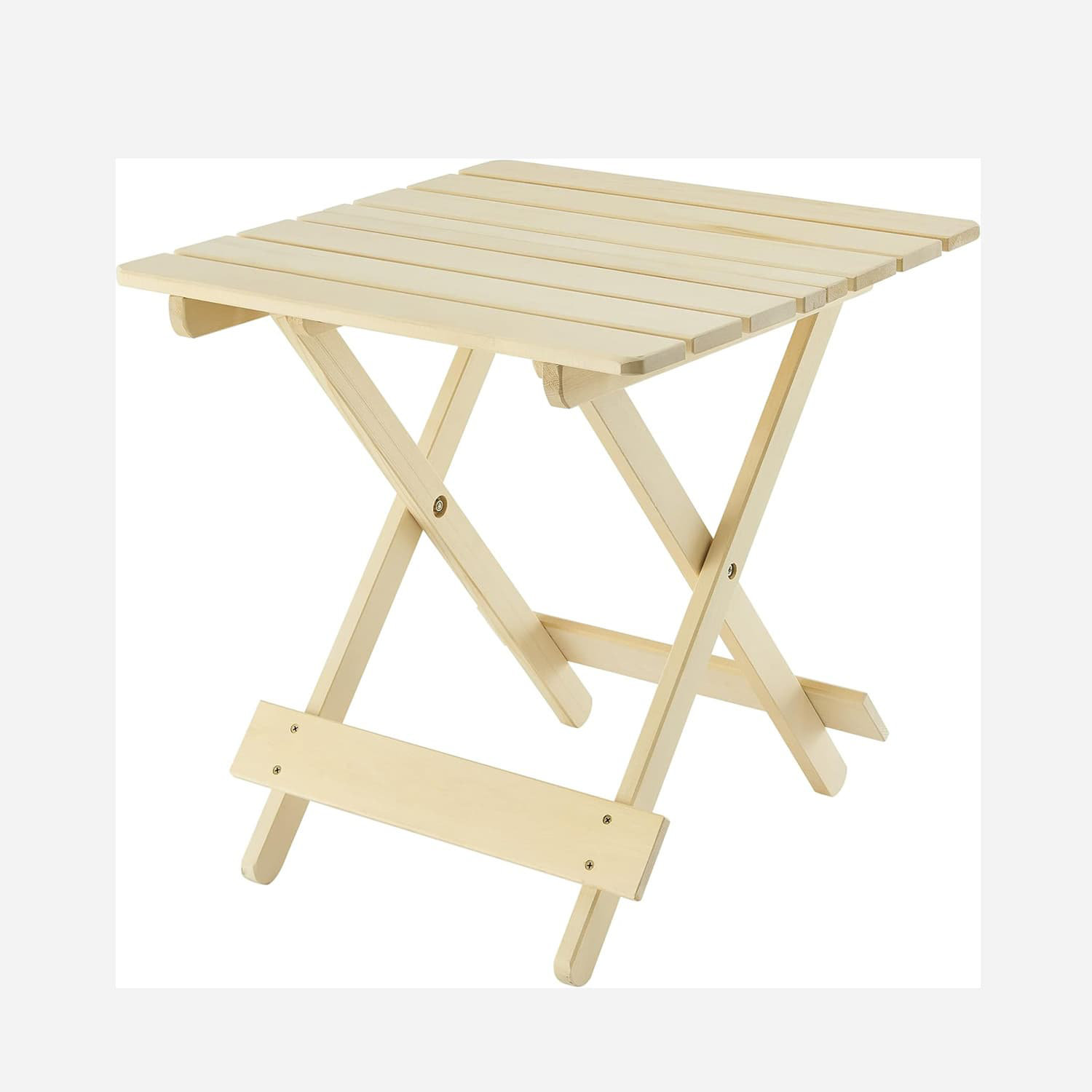 TEOCALLI Outdoor Folding Table, Wooden Folding Patio End Table ...