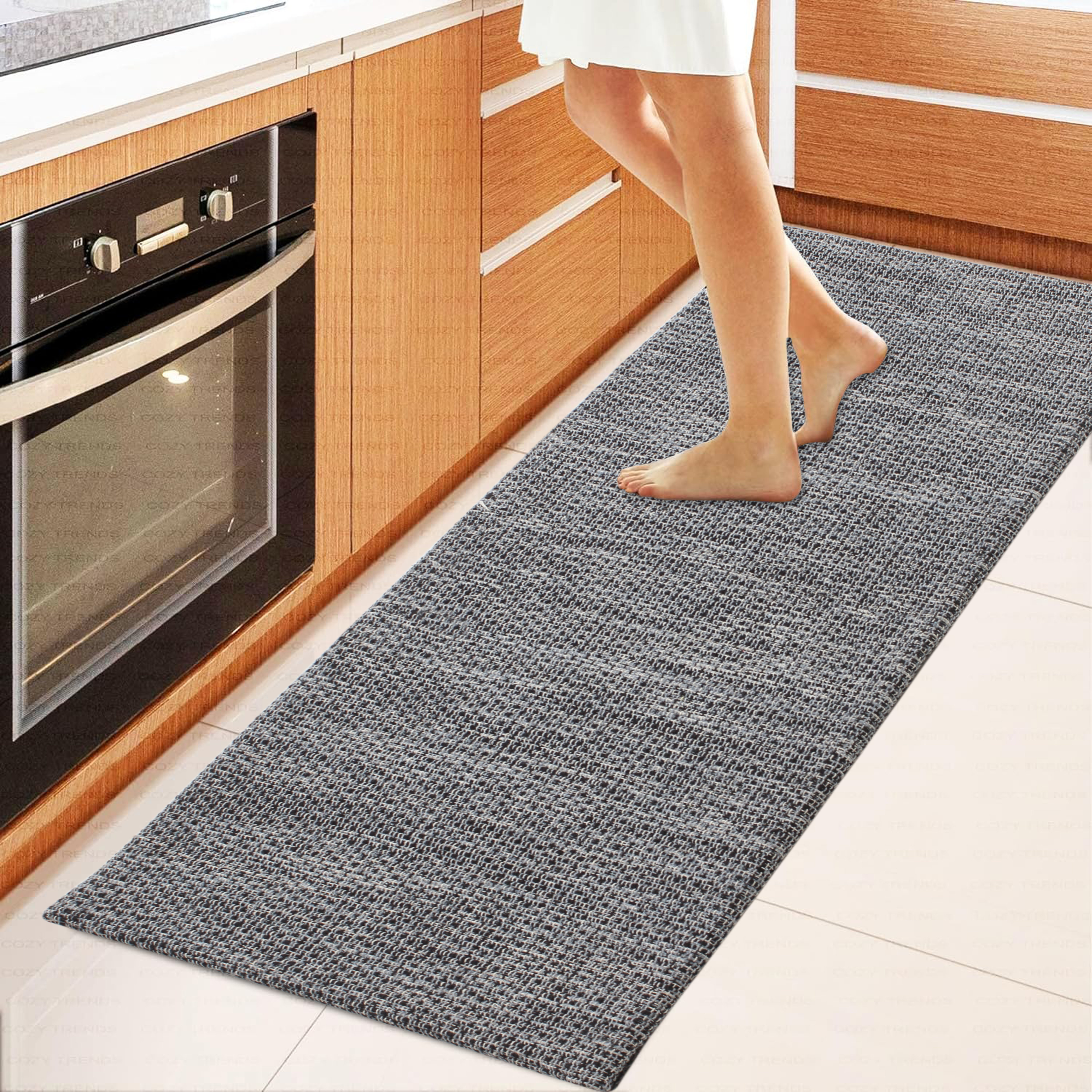 Latitude Run® Woven Cotton Kitchen Runner Mat - Anti-Fatigue Cushioned ...